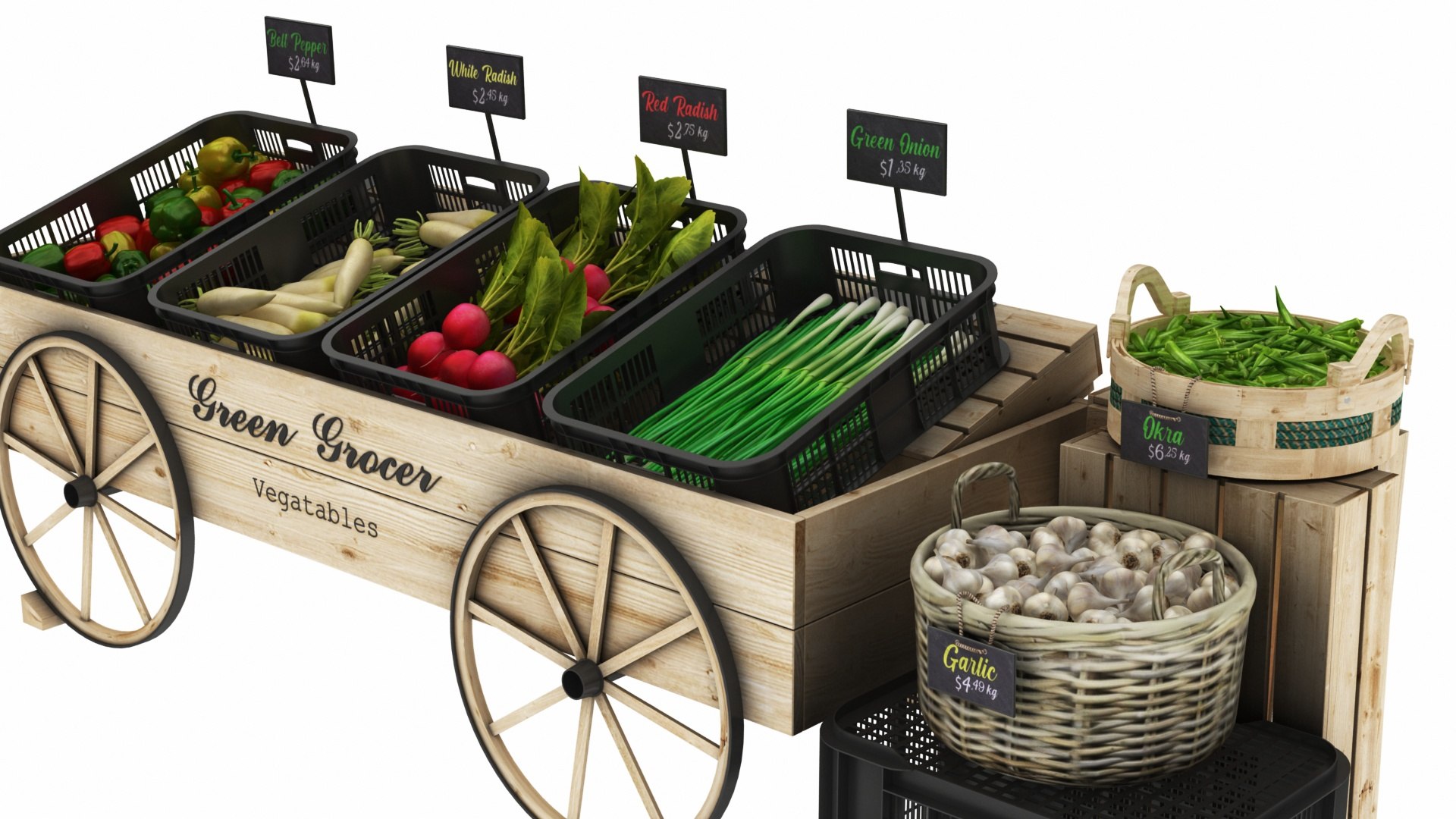 Green Grocer Food Stand 3D - TurboSquid 1559433