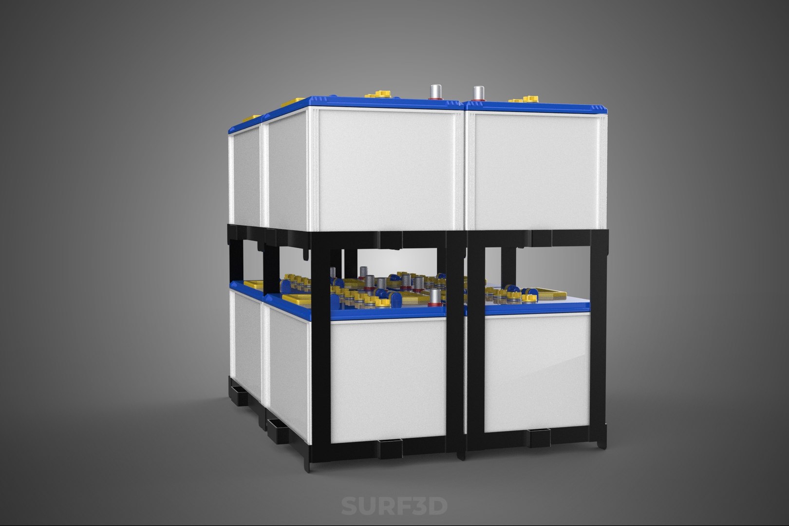 ARRAY SERIES PARALLEL ACCU BATTERY STACK TRAY RACK BRACKET MOUNT 3D ...