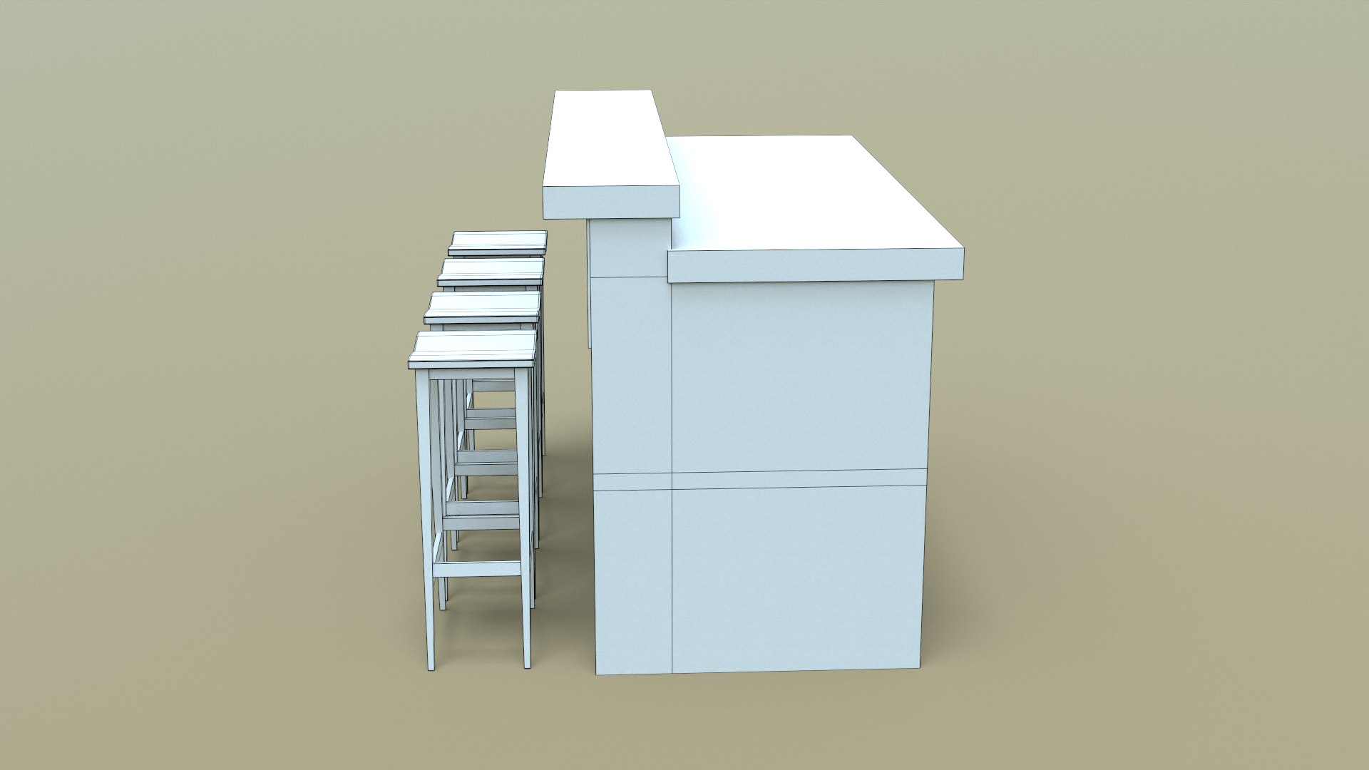 Kitchen Counter with Stool 3D - TurboSquid 2026328