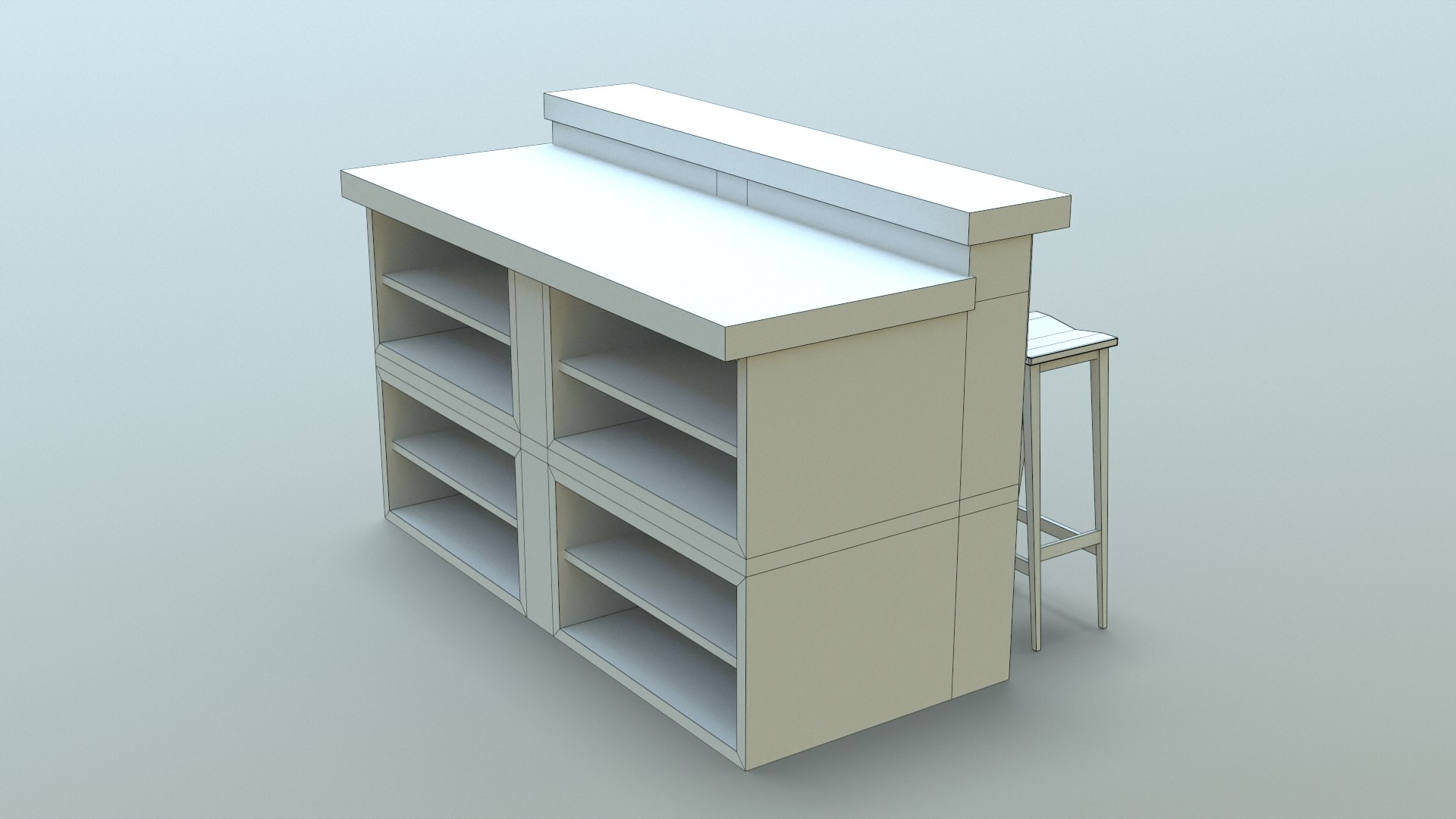 Kitchen Counter With Stool 3D - TurboSquid 2026328
