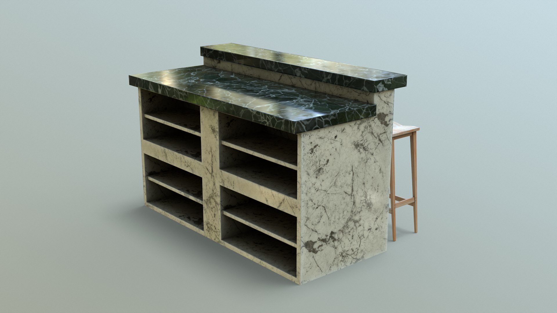Kitchen Counter With Stool 3D - TurboSquid 2026328