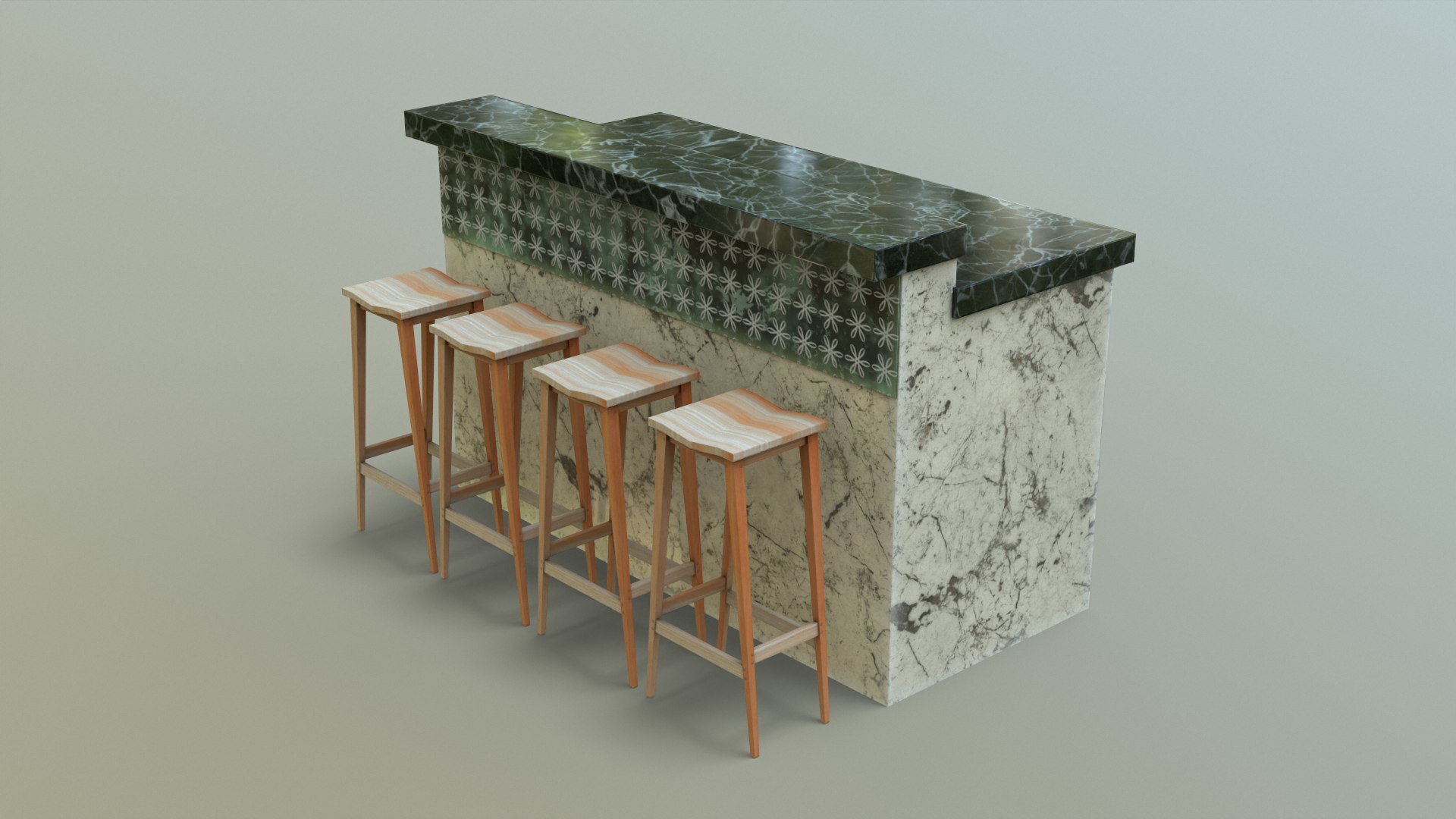 Kitchen Counter With Stool 3D - TurboSquid 2026328