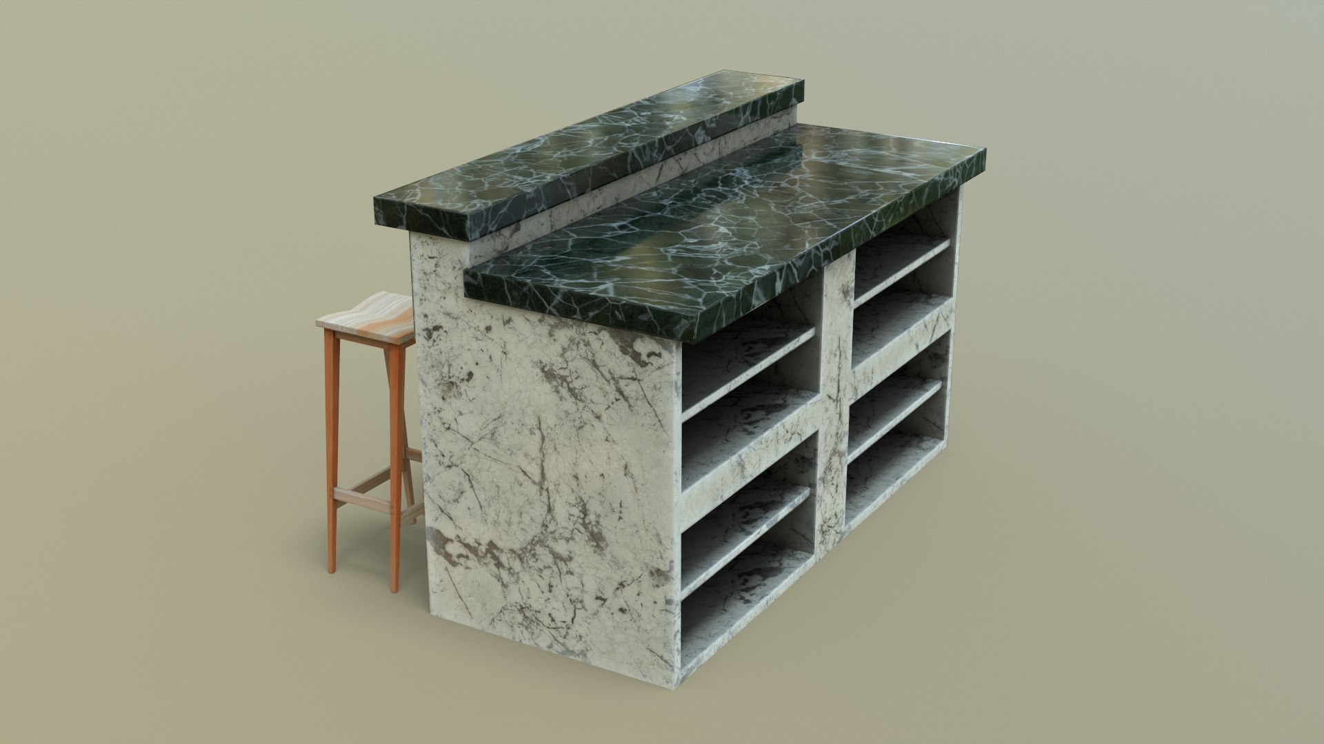 Kitchen Counter With Stool 3D - TurboSquid 2026328