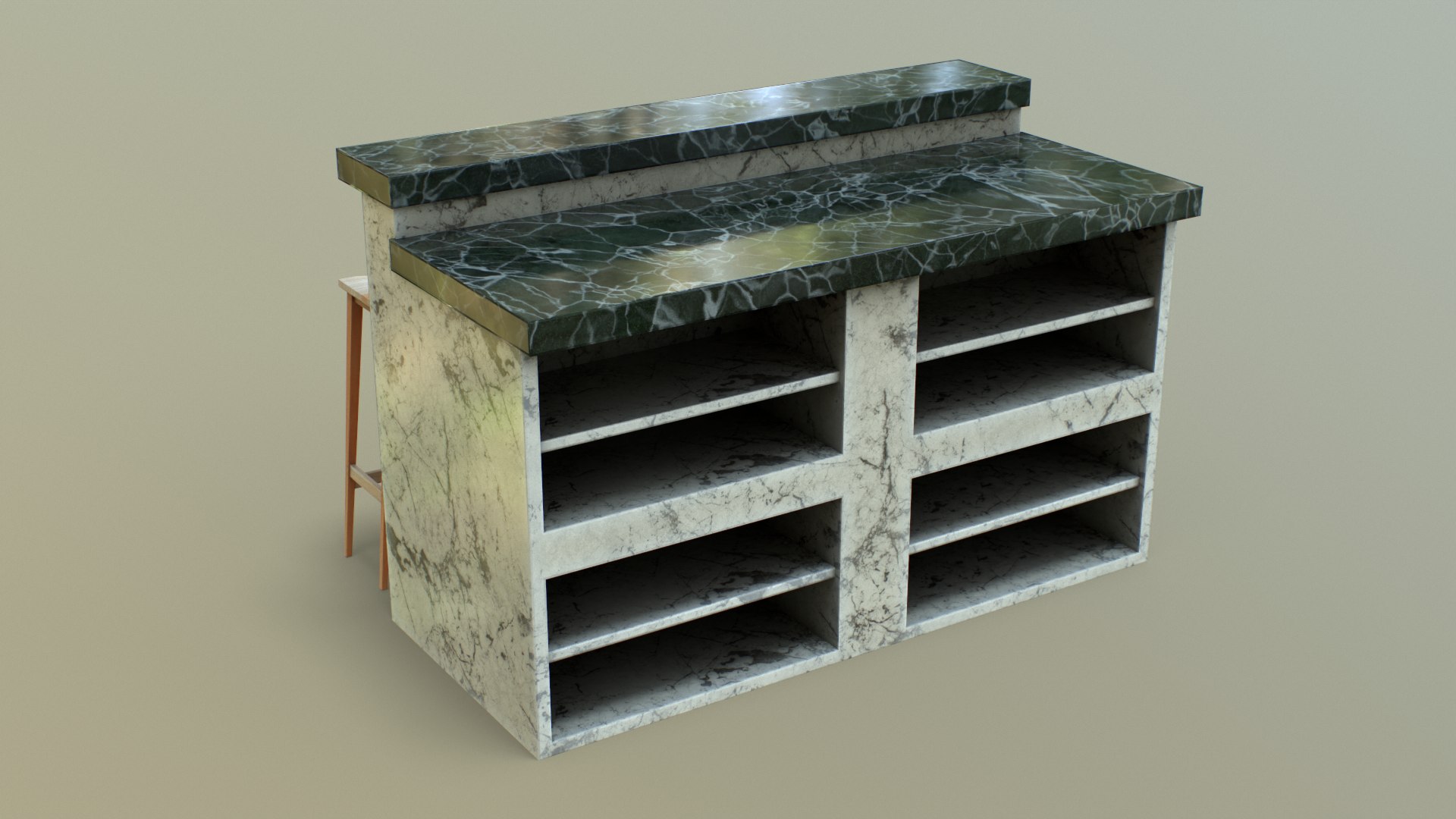 Kitchen Counter with Stool 3D - TurboSquid 2026328