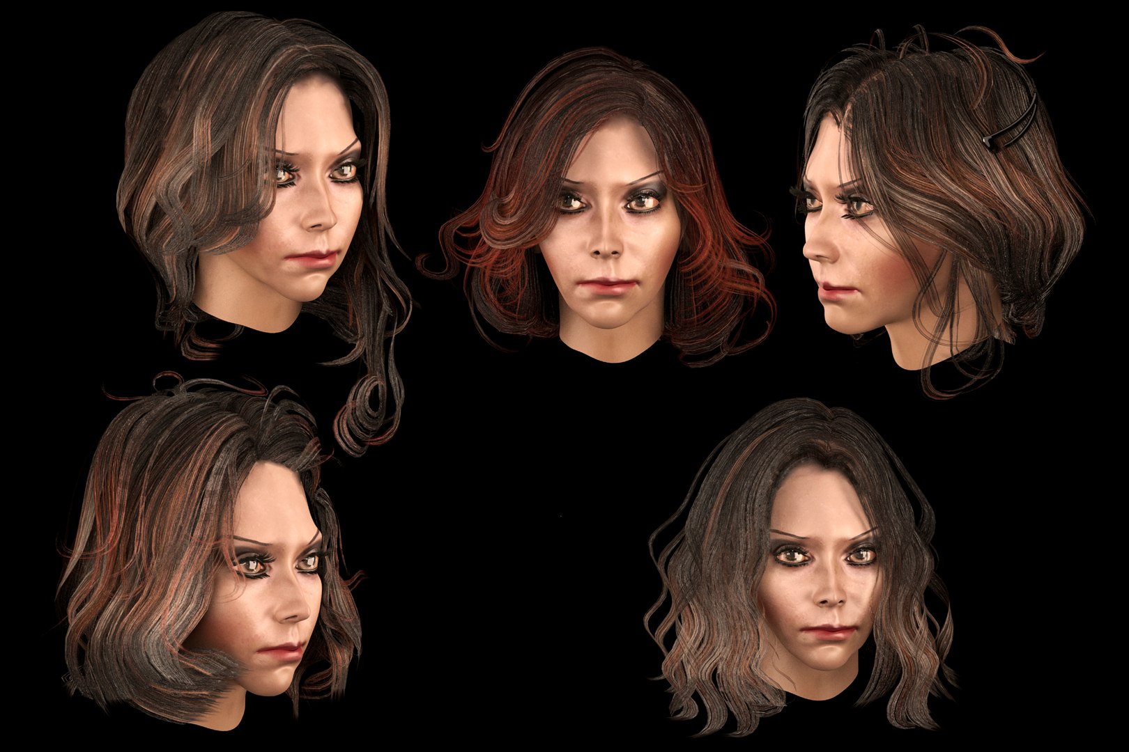 3D Model Set Hairstyle 5 Types - TurboSquid 1453850