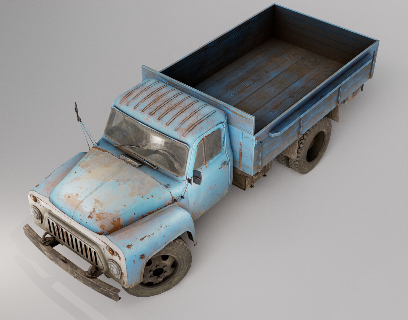 3D Post apocalypse trailer truck gaz 52 iv7 model - TurboSquid 1963025
