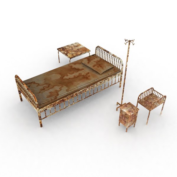 Rusty and Dirty Hospital Bed and Tables 3D 모델 - TurboSquid 2029230