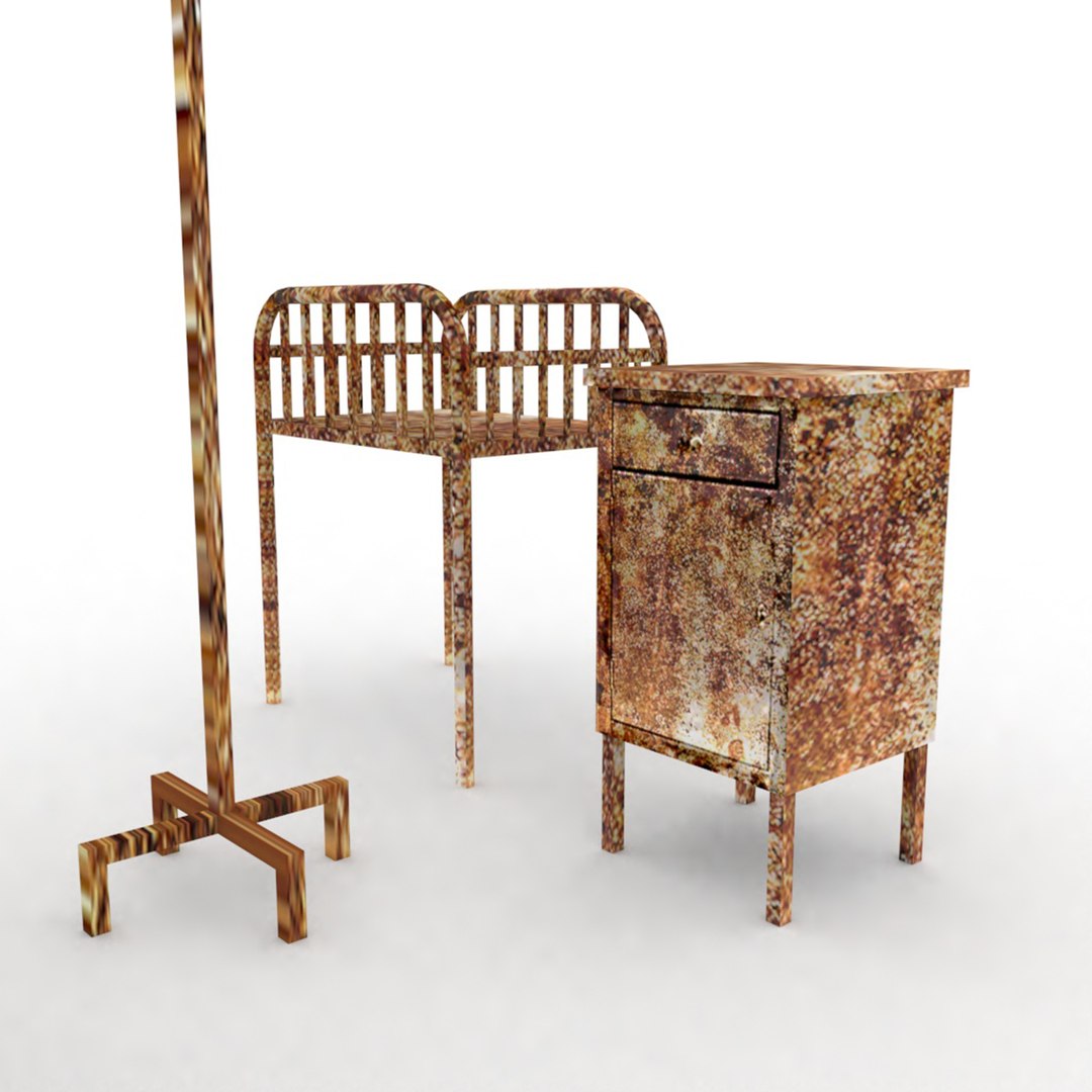Rusty And Dirty Hospital Bed And Tables 3D Model - TurboSquid 2029230