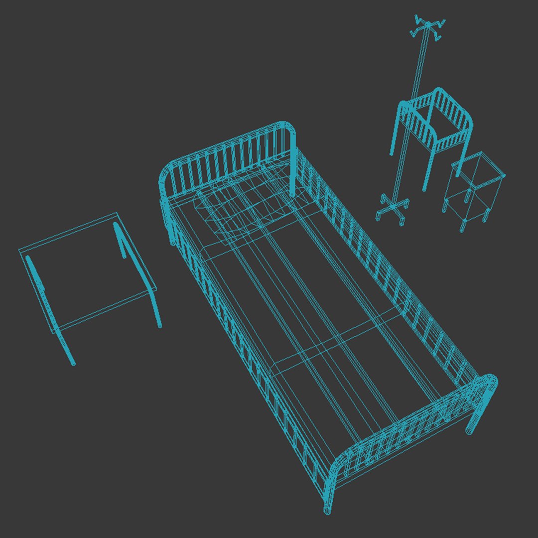 Rusty And Dirty Hospital Bed And Tables 3D Model - TurboSquid 2029230