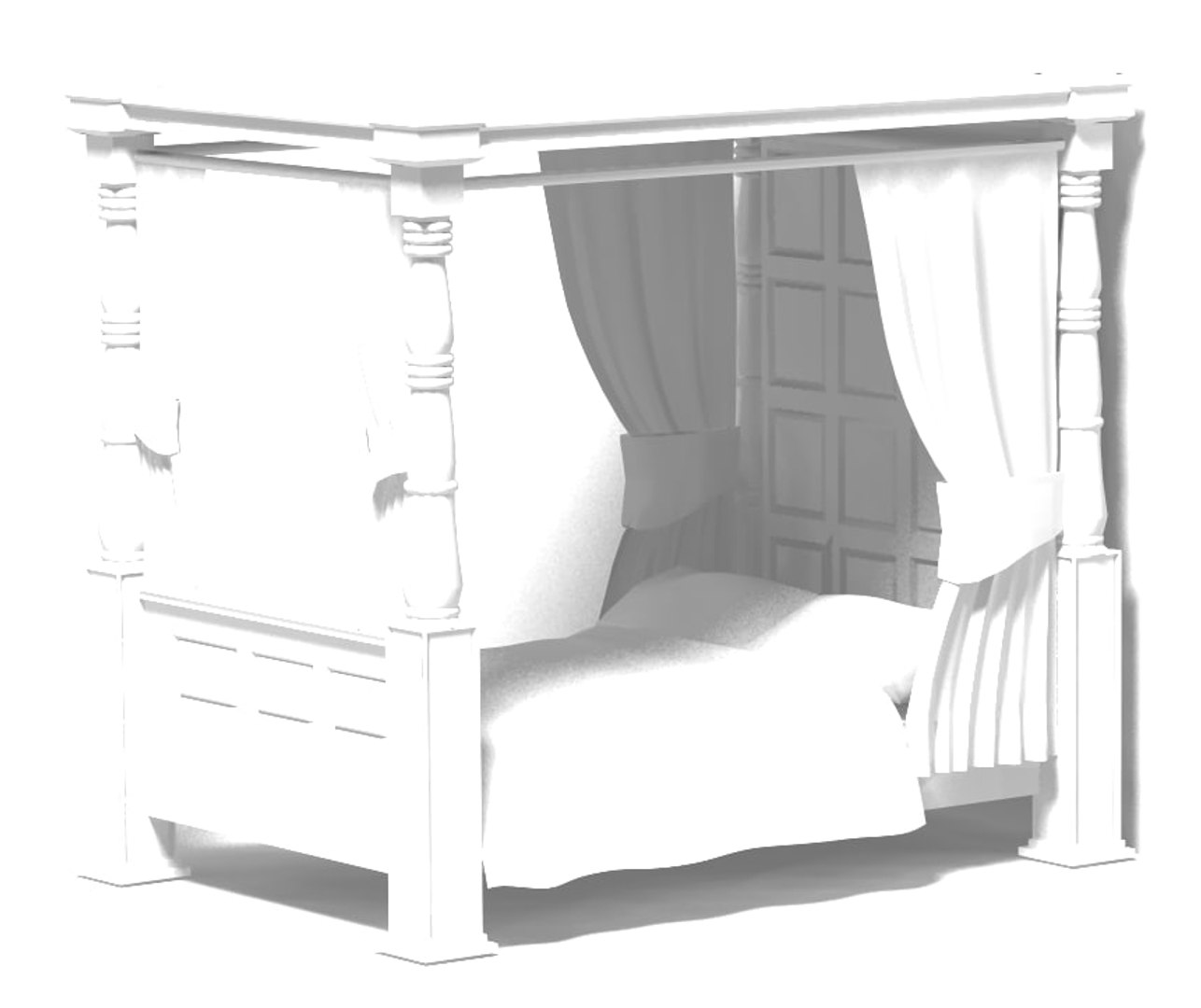 3d model old fashioned 4 poster