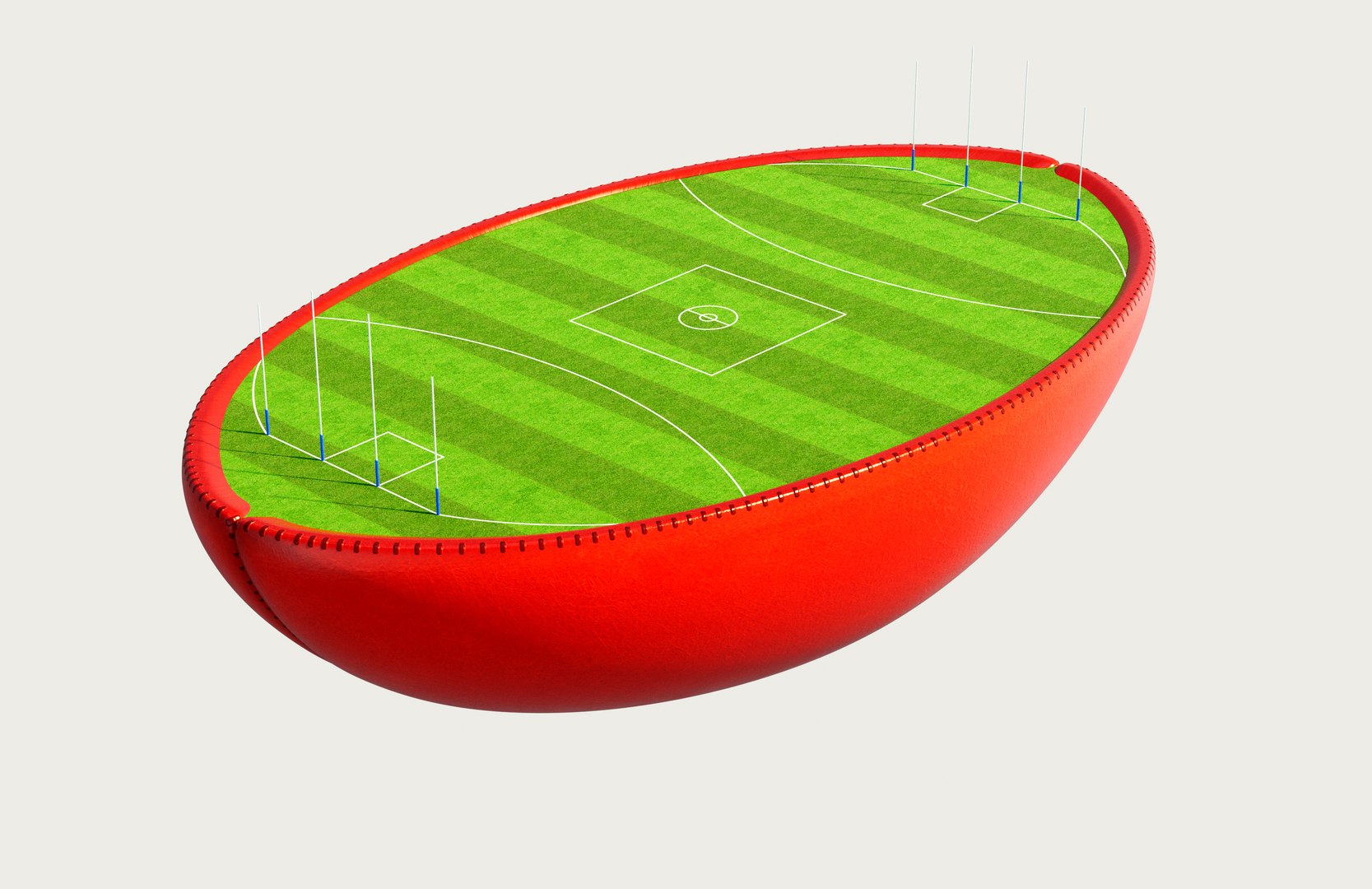 3D Australia Rules Half Ball And Footie Field Model - TurboSquid 2131137