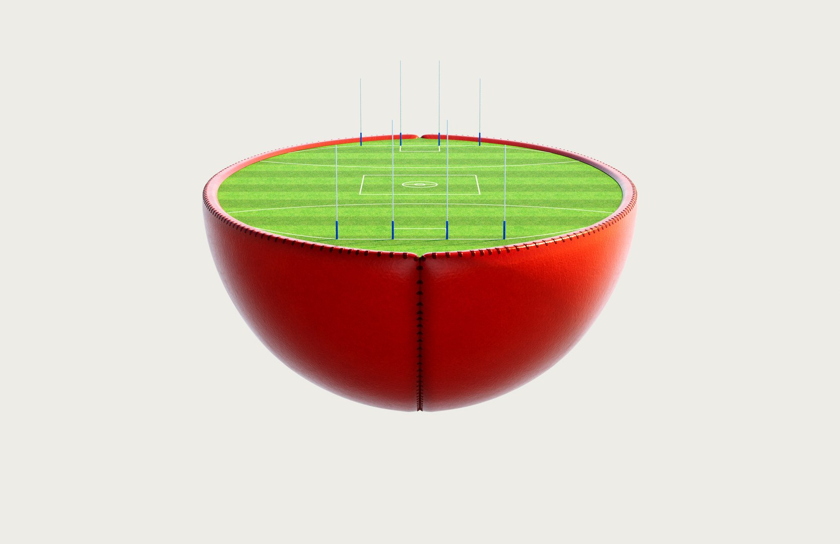 3D Australia Rules Half Ball And Footie Field Model - TurboSquid 2131137