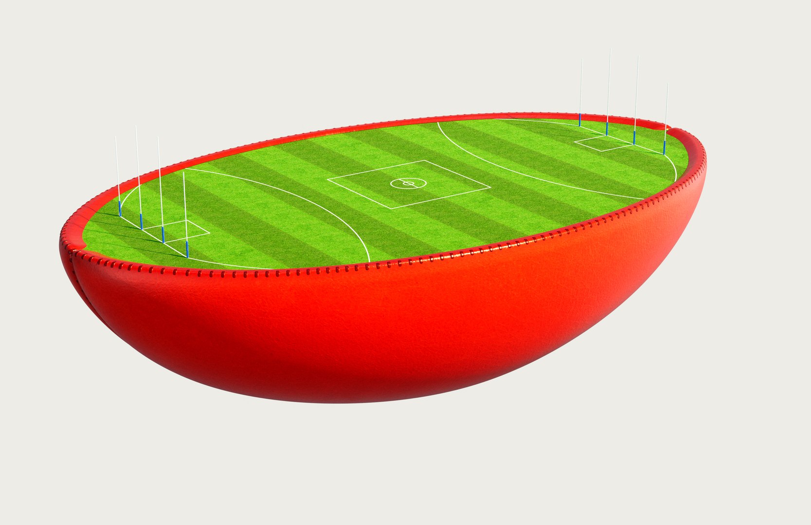 3D Australia Rules Half Ball And Footie Field Model - TurboSquid 2131137