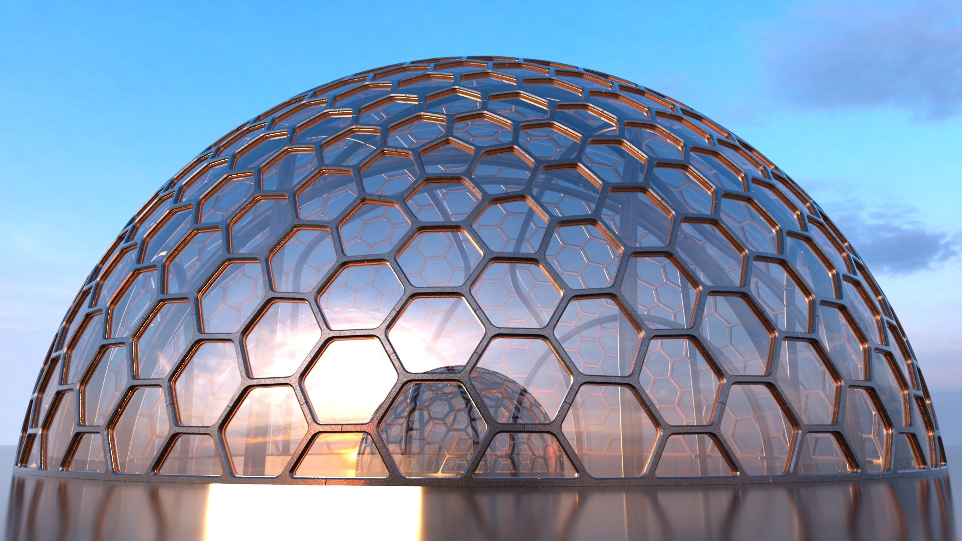 Sci-Fi Small Big Glass Hexagon Domes 3D Model - TurboSquid 2273216