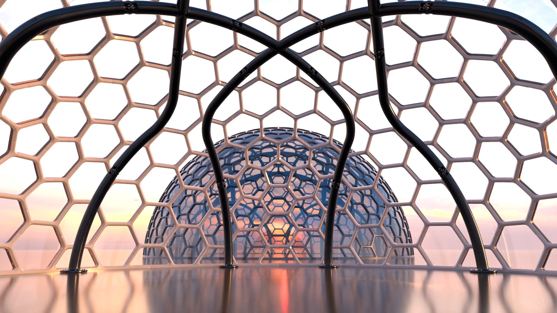 Sci-Fi Small Big Glass Hexagon Domes 3D Model - TurboSquid 2273216