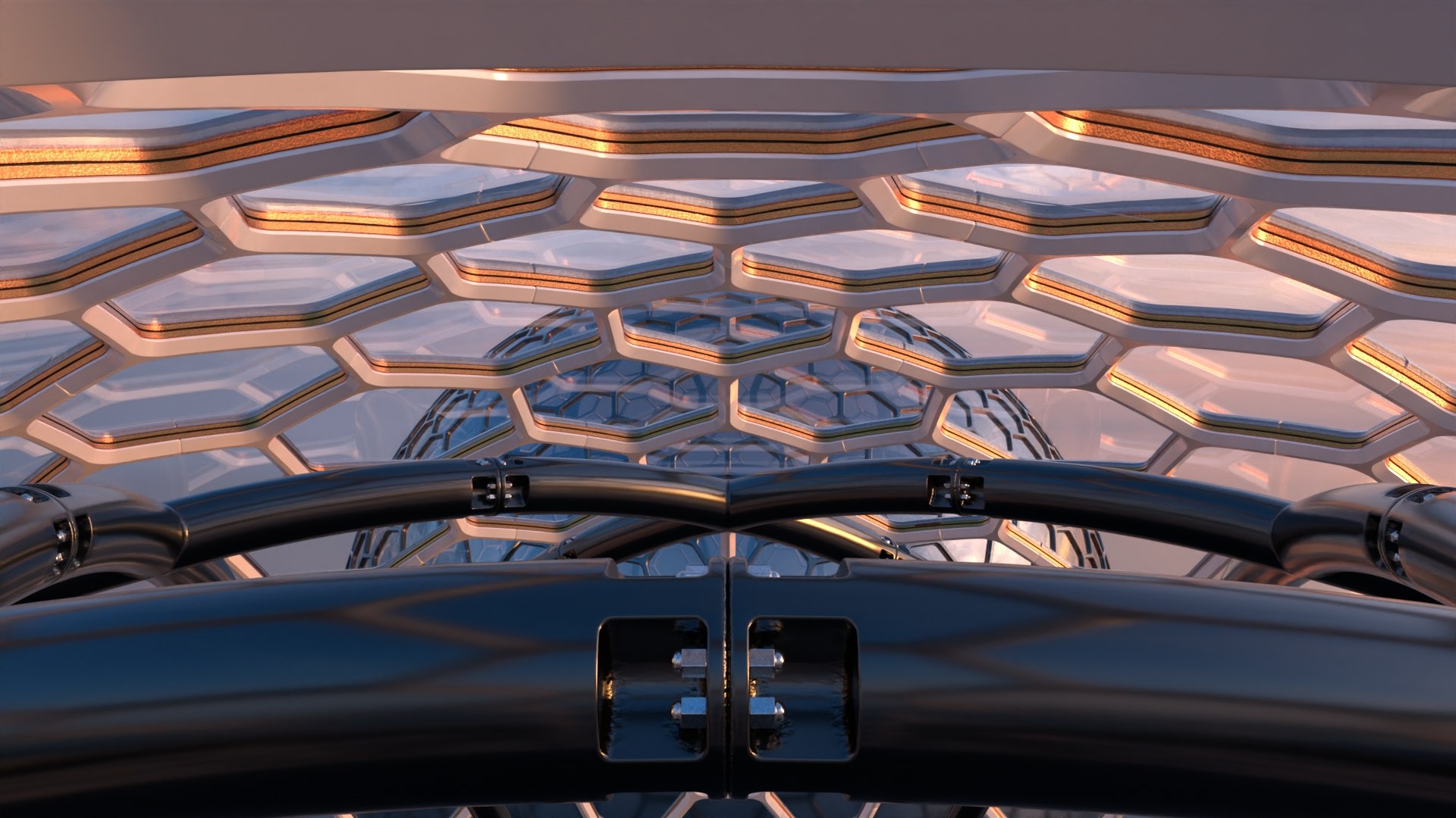 Sci-Fi Small Big Glass Hexagon Domes 3D Model - TurboSquid 2273216