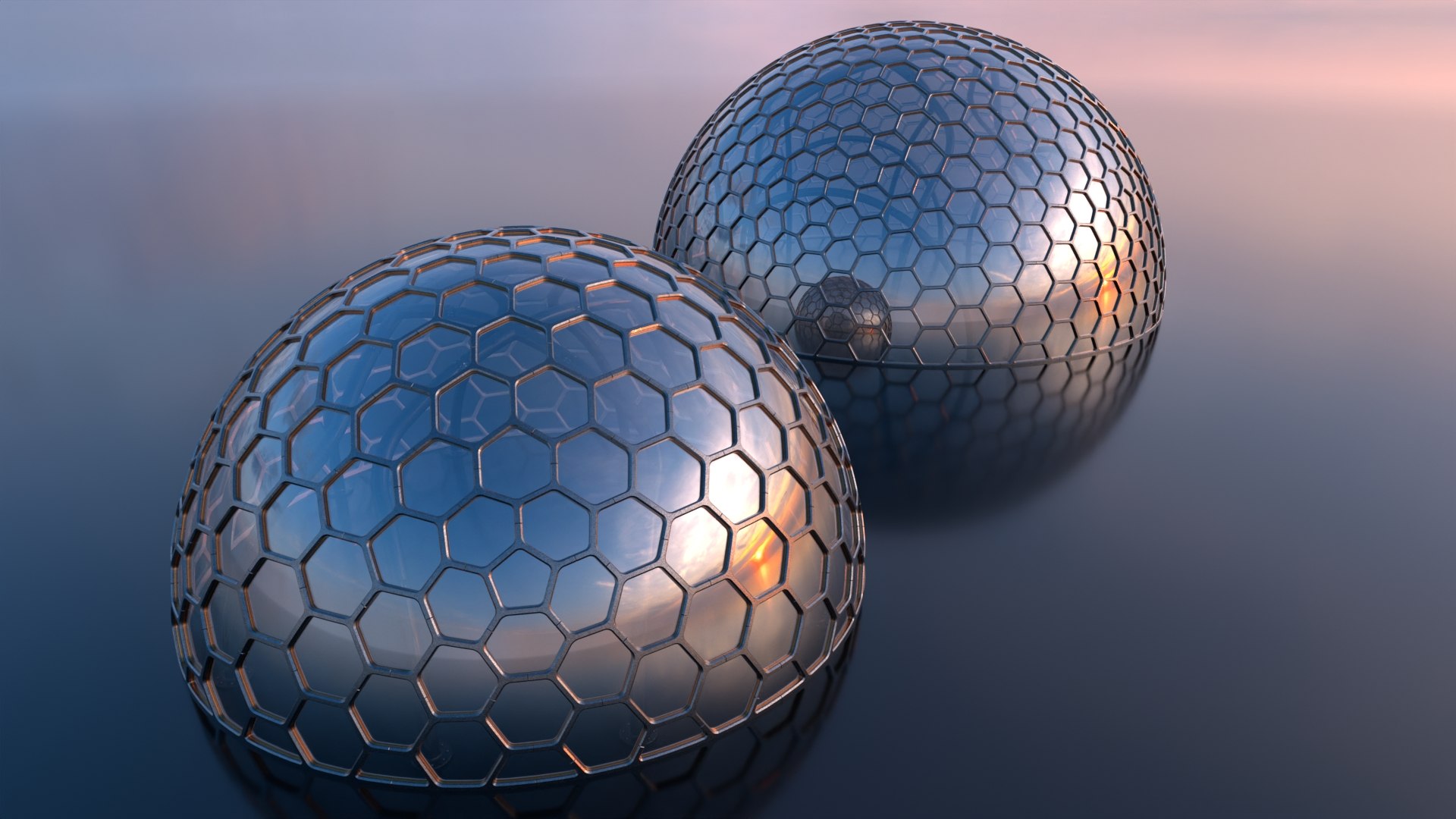 Sci-Fi Small Big Glass Hexagon Domes 3D Model - TurboSquid 2273216
