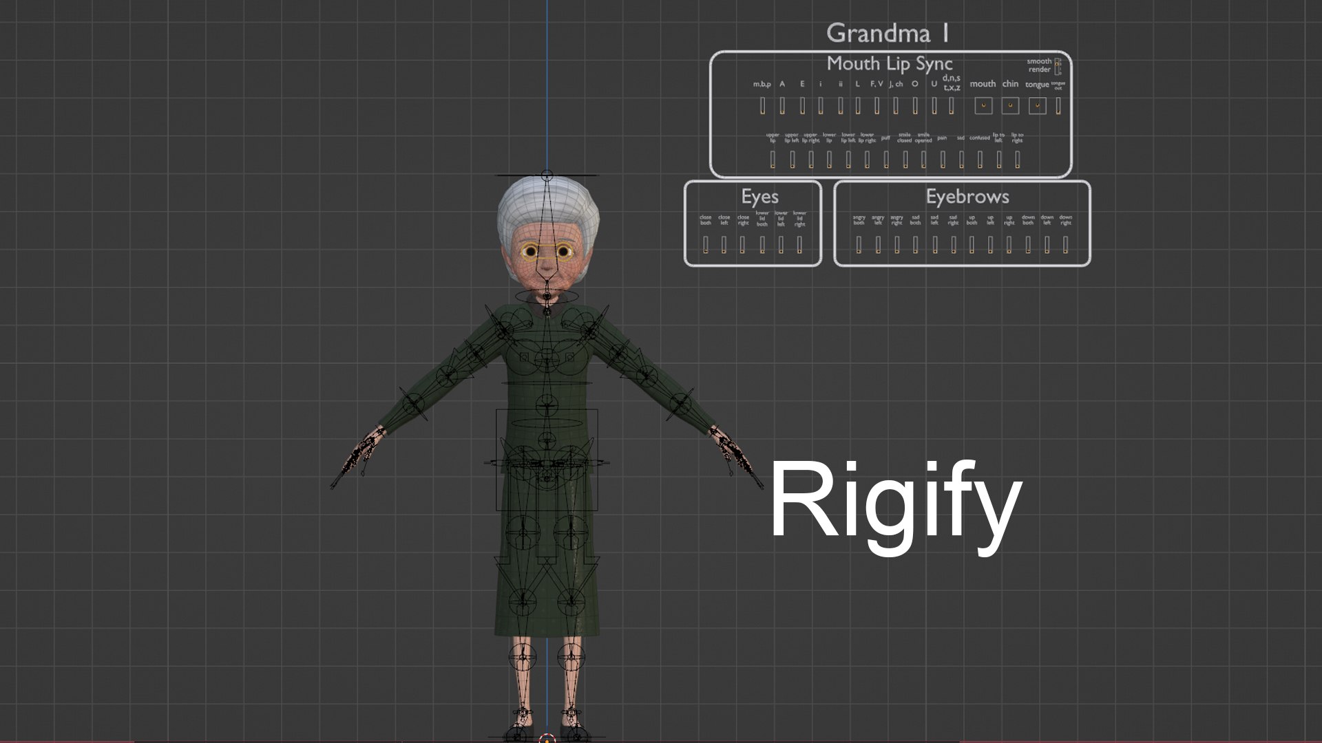 Cartoon Grandma Rigged - Blender Model - TurboSquid 2243352