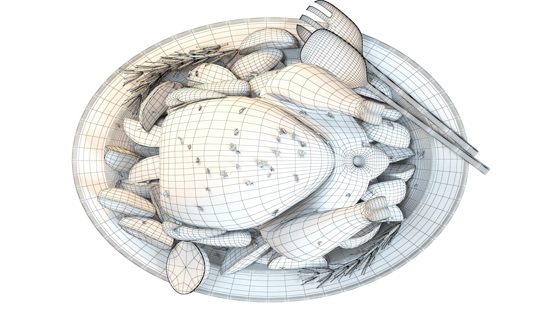 3D Food Set 01 Roasted Chicken With Potatoes And Rosemary - TurboSquid ...