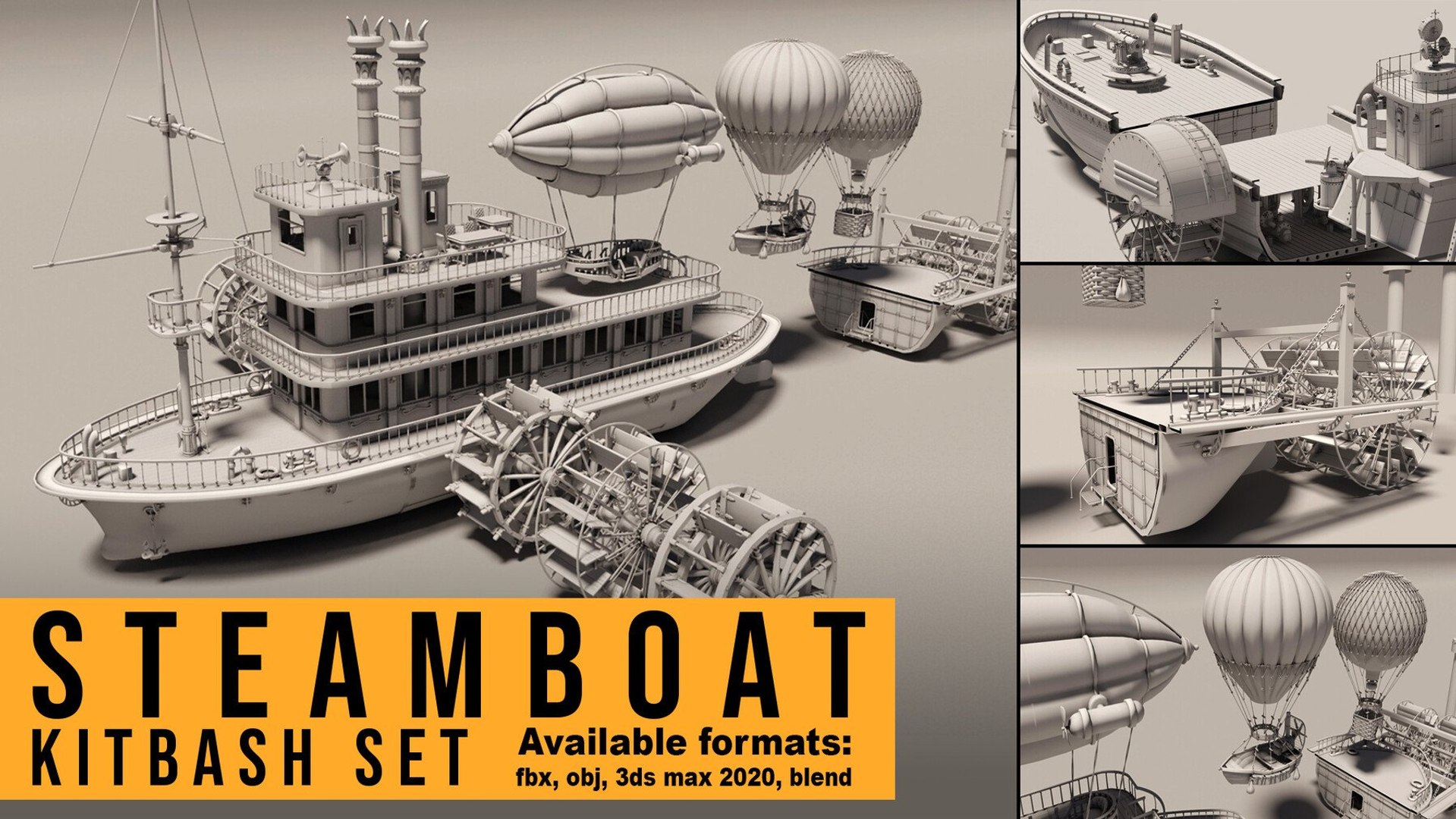 3D Steamboat Kitbash Set - TurboSquid 1980978