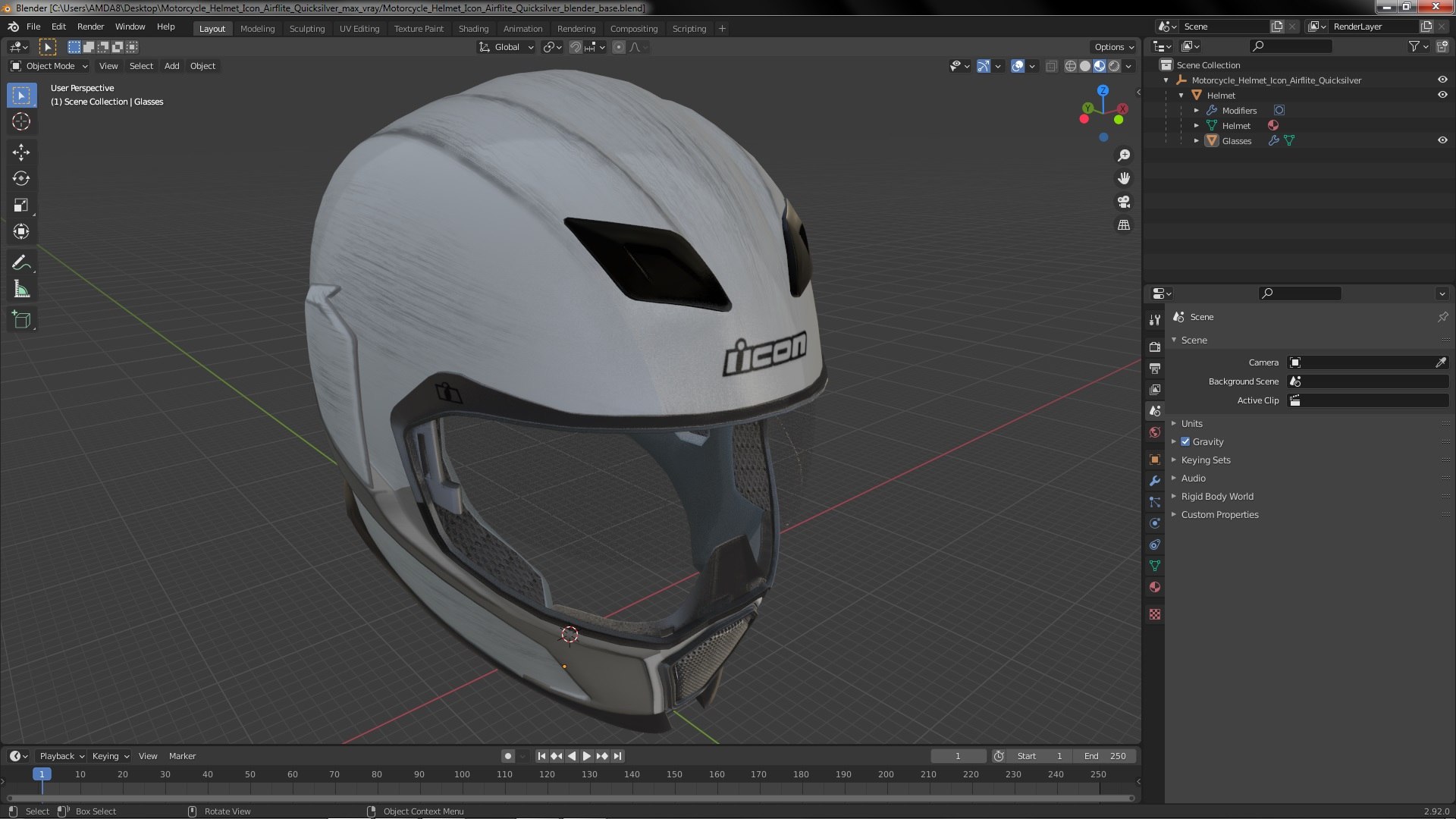 Motorcycle Helmet Icon Airflite Quicksilver 3D Model - TurboSquid 2065666