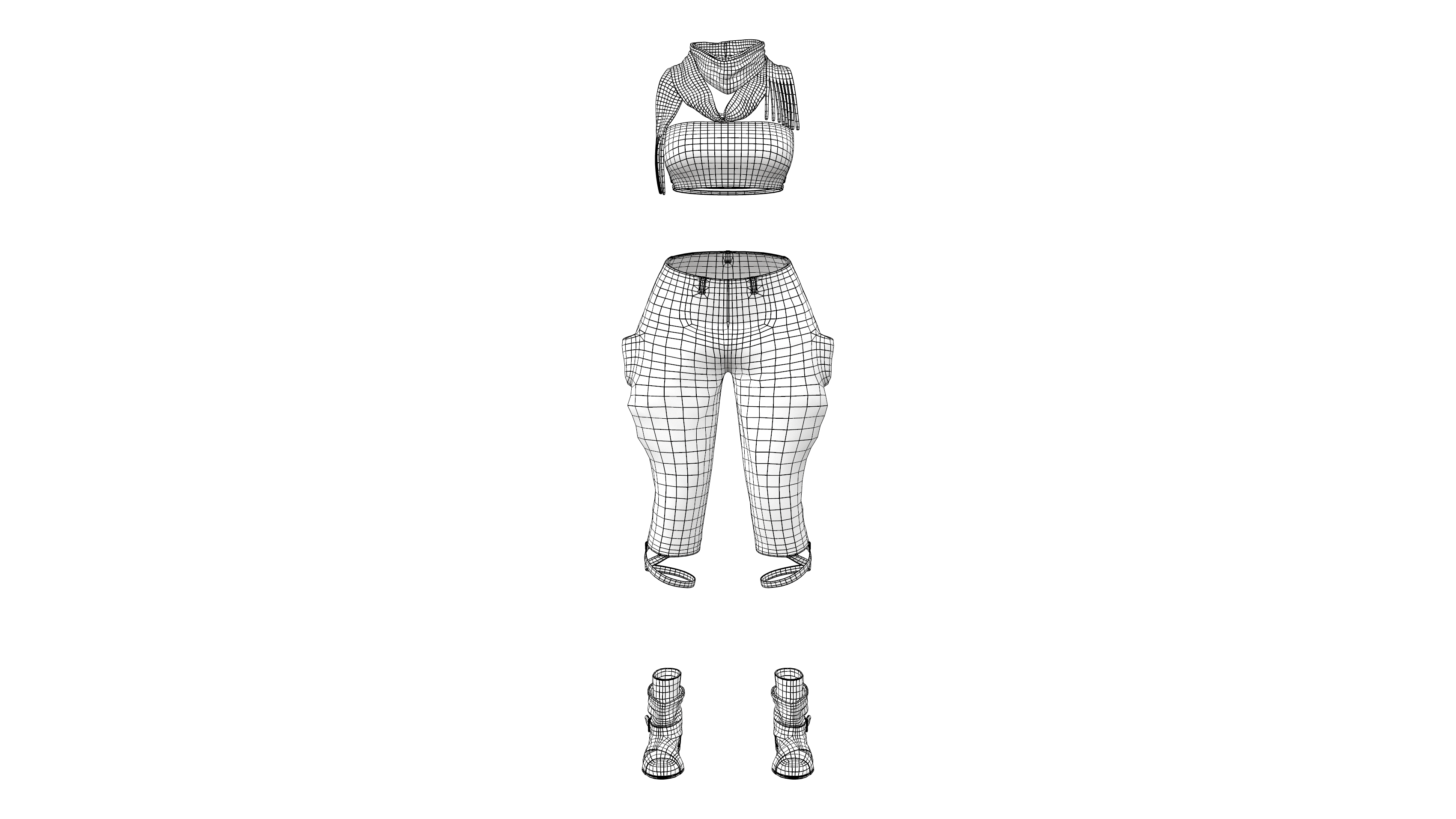 CyberPunk Scarf Tube Top Pants Boots Outfit 3D model - TurboSquid 1872419