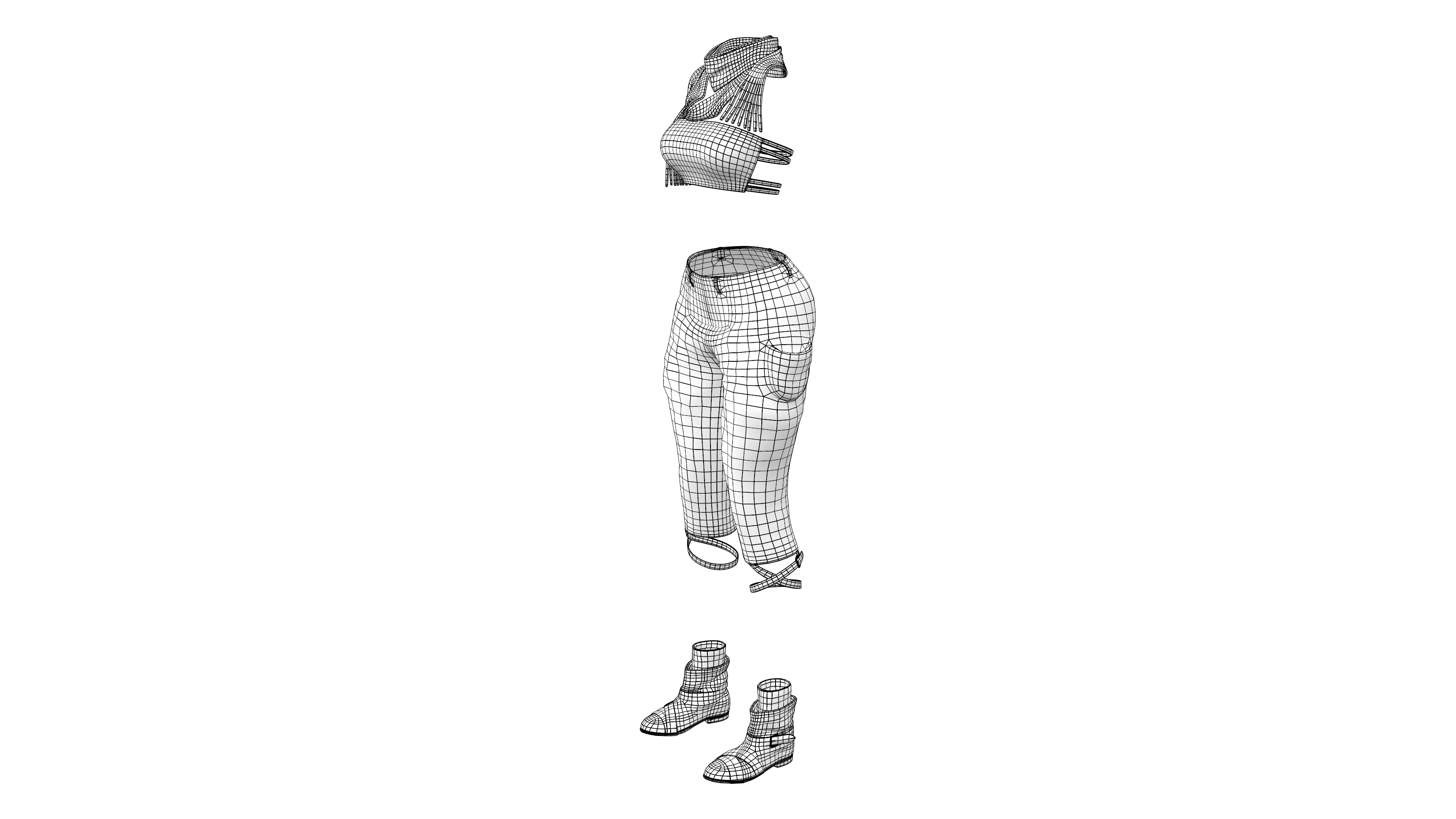 CyberPunk Scarf Tube Top Pants Boots Outfit 3D model - TurboSquid 1872419