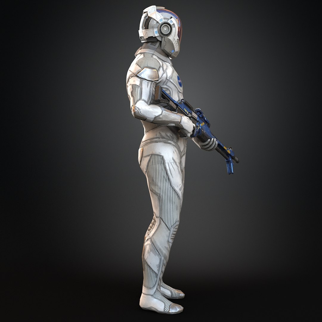 Realistic Character Gun 3d Model