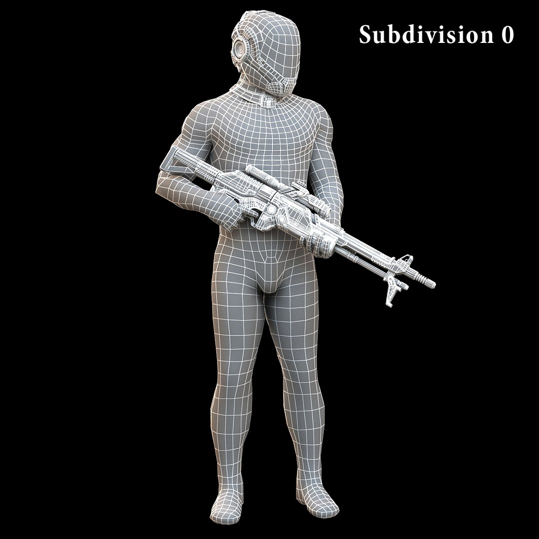 Realistic Character Gun 3d Model