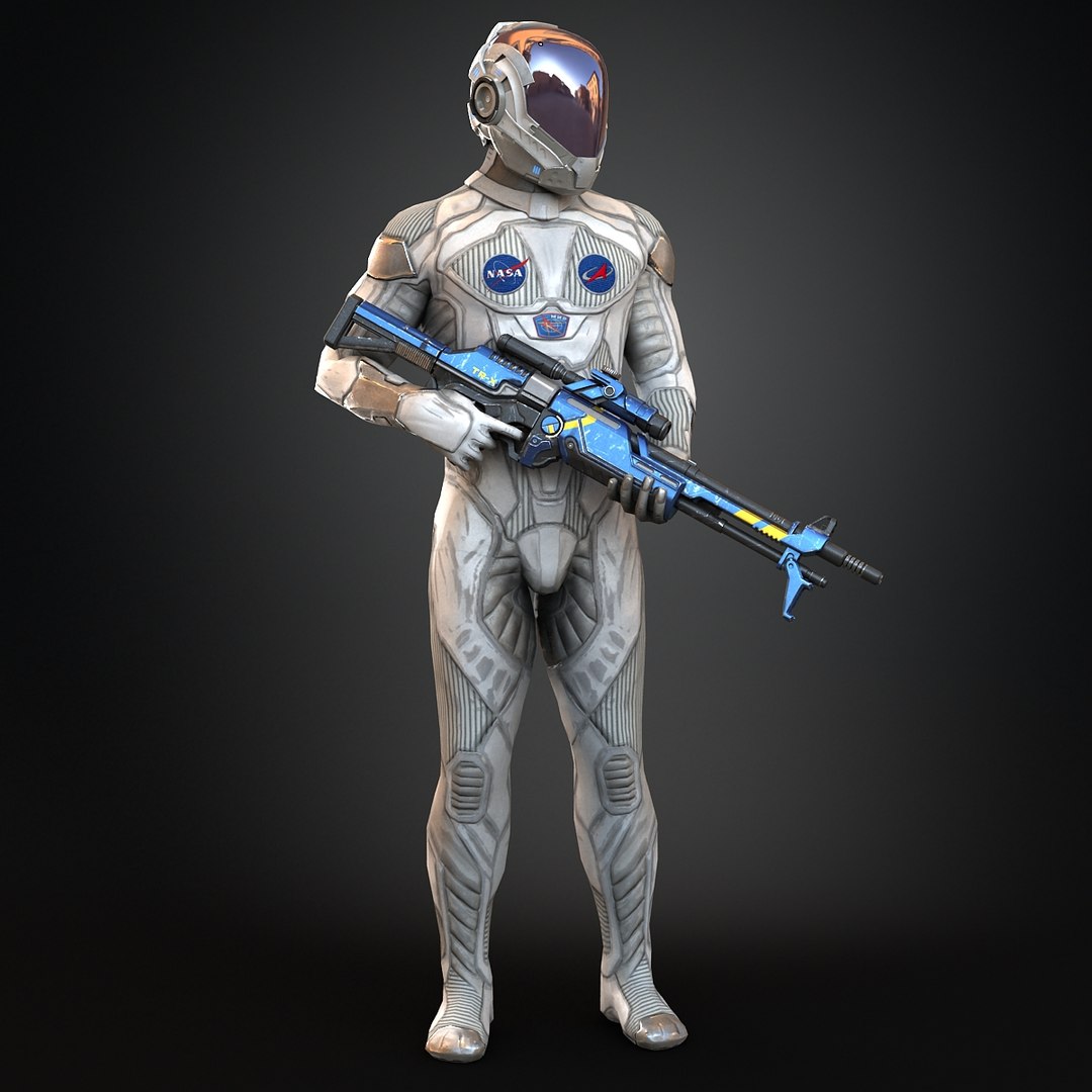 Realistic Character Gun 3d Model