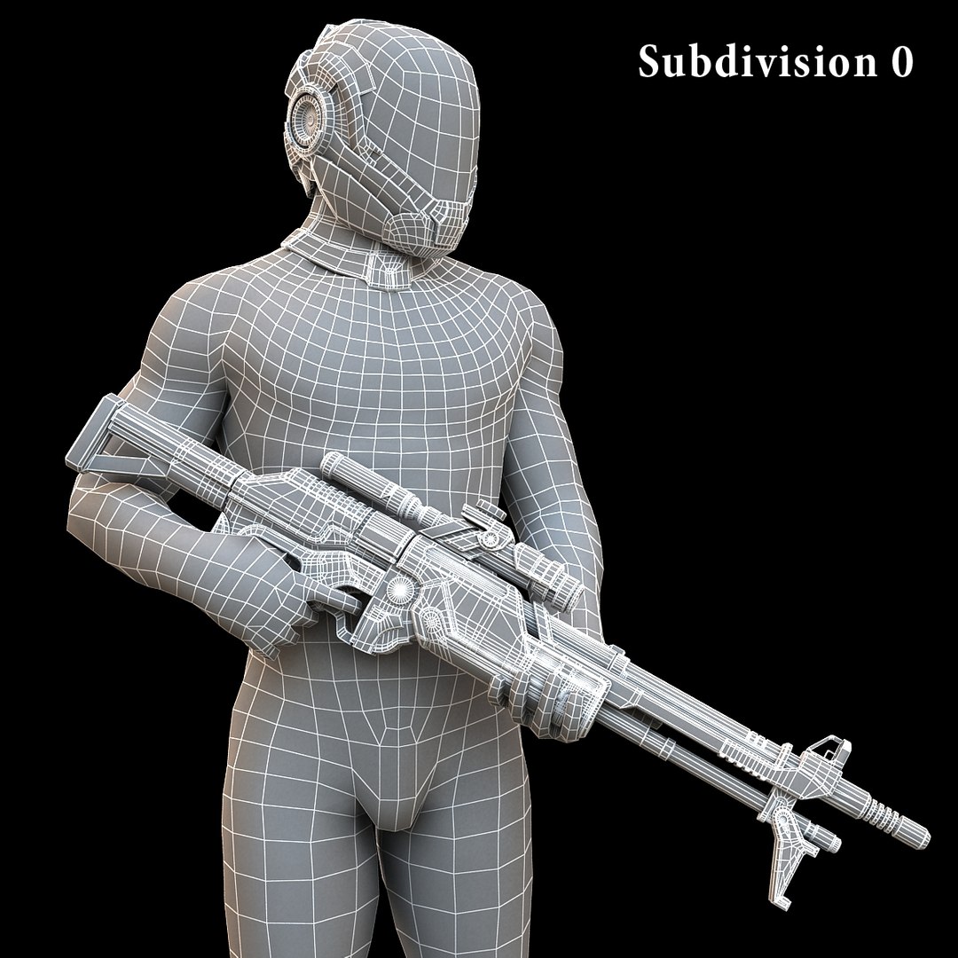 realistic character gun 3d model