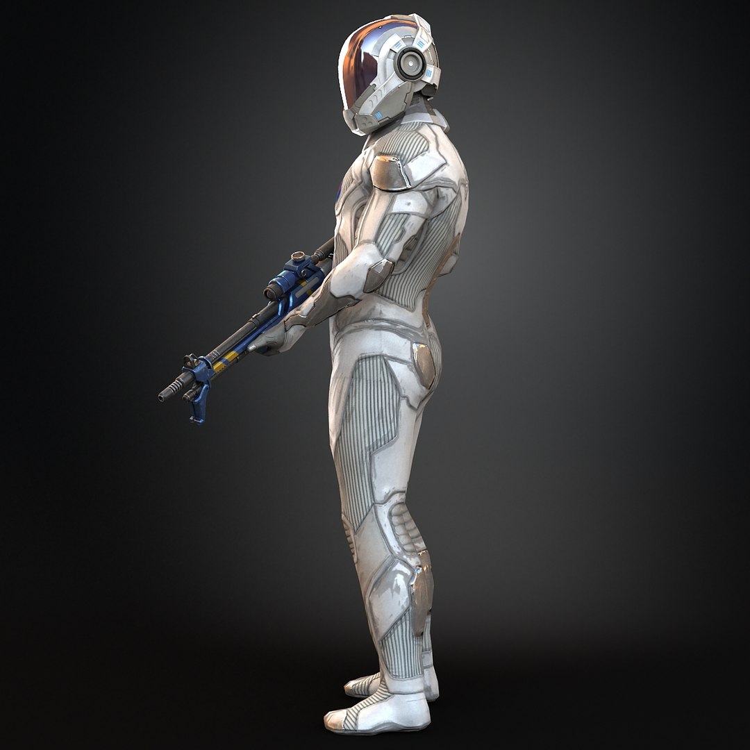 Realistic Character Gun 3d Model