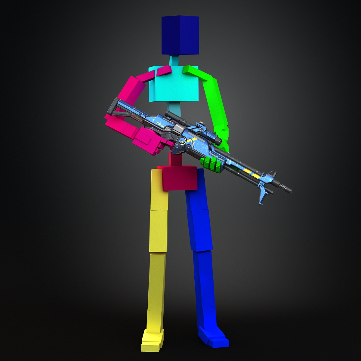 realistic character gun 3d model