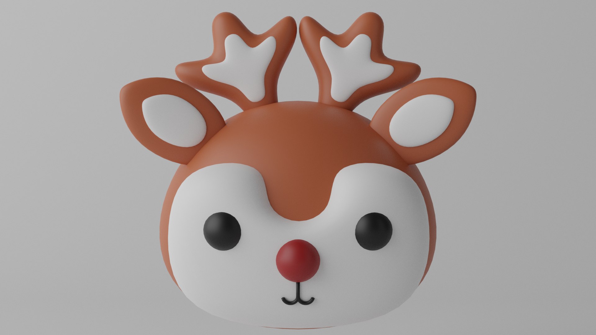 3D Cartoon Cute Deer Head - TurboSquid 2092466