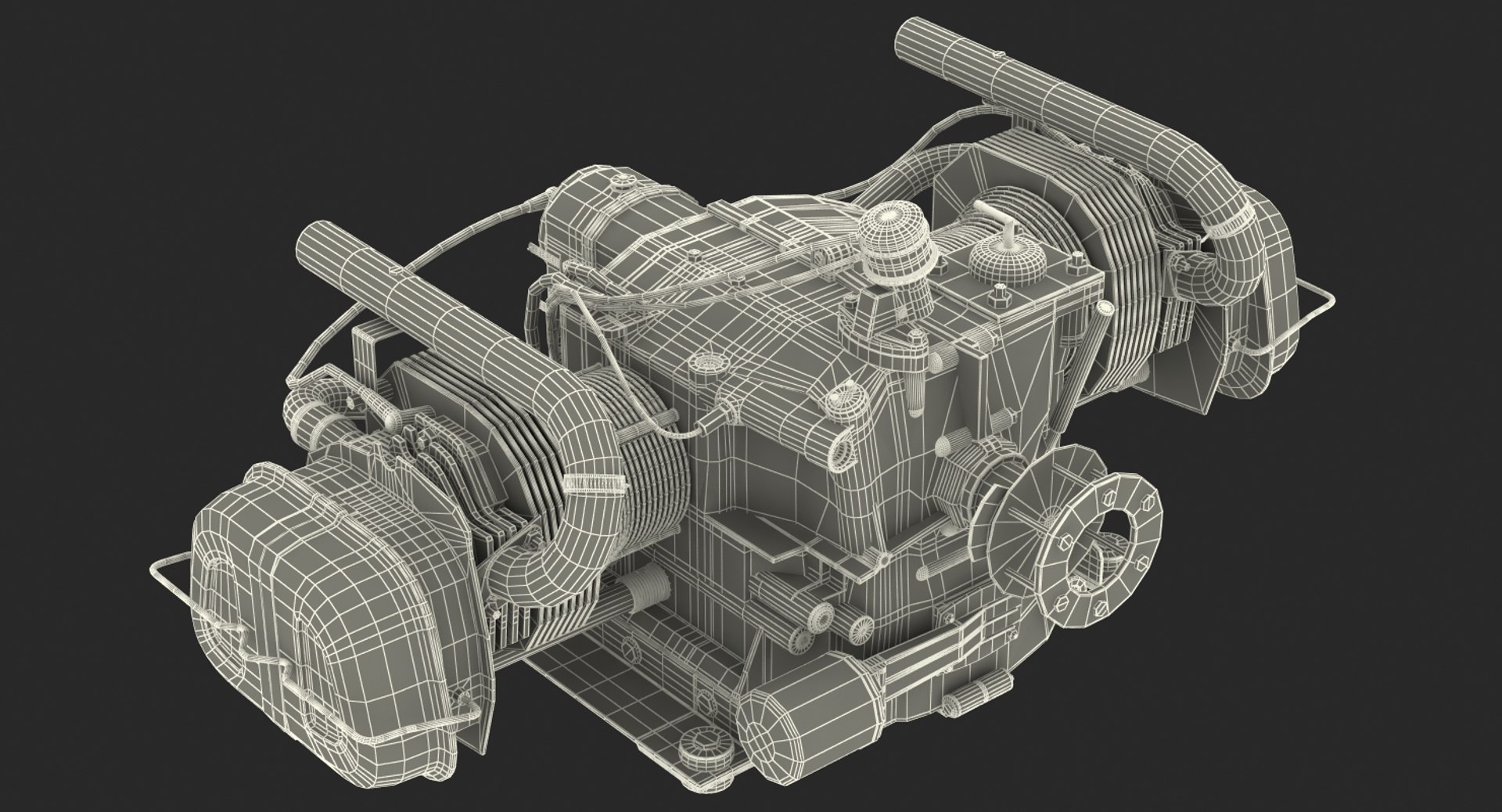 Small Airplane Engine 3d Model