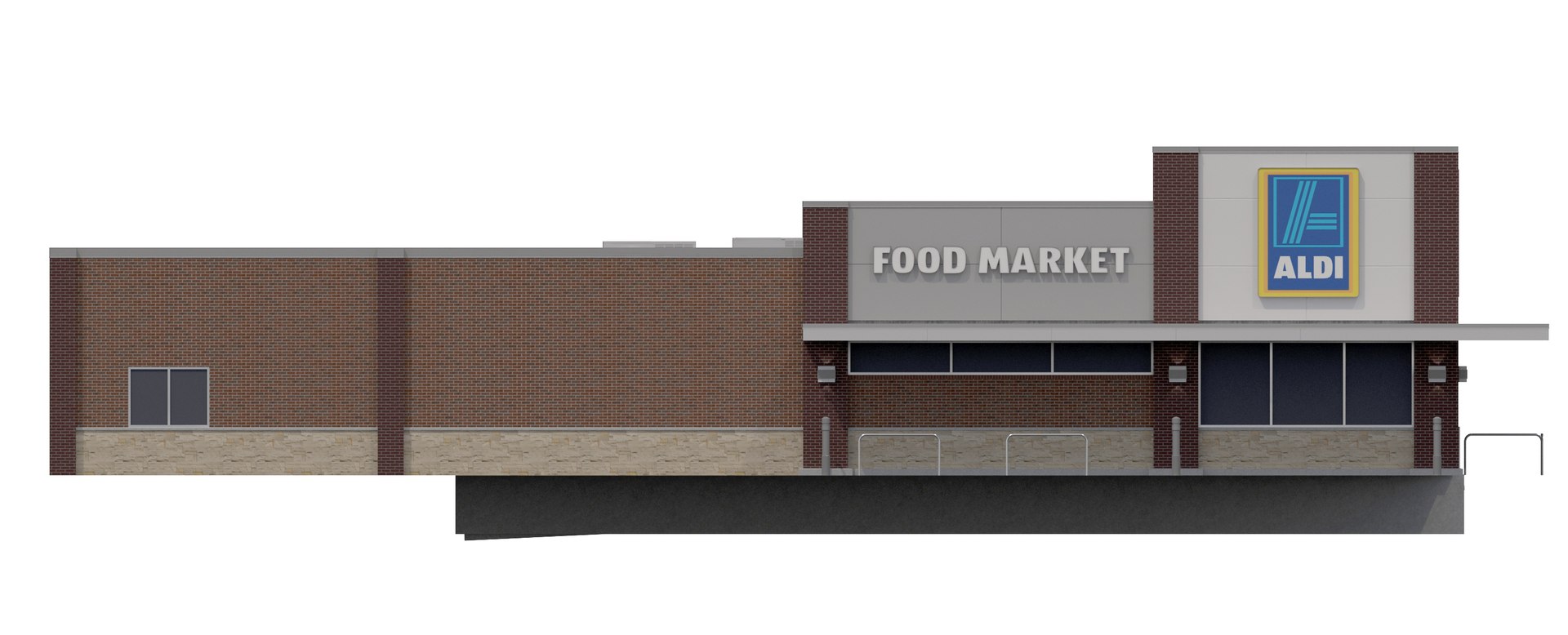 Exterior Retail Aldi Grocery Store 3D - TurboSquid 1253507