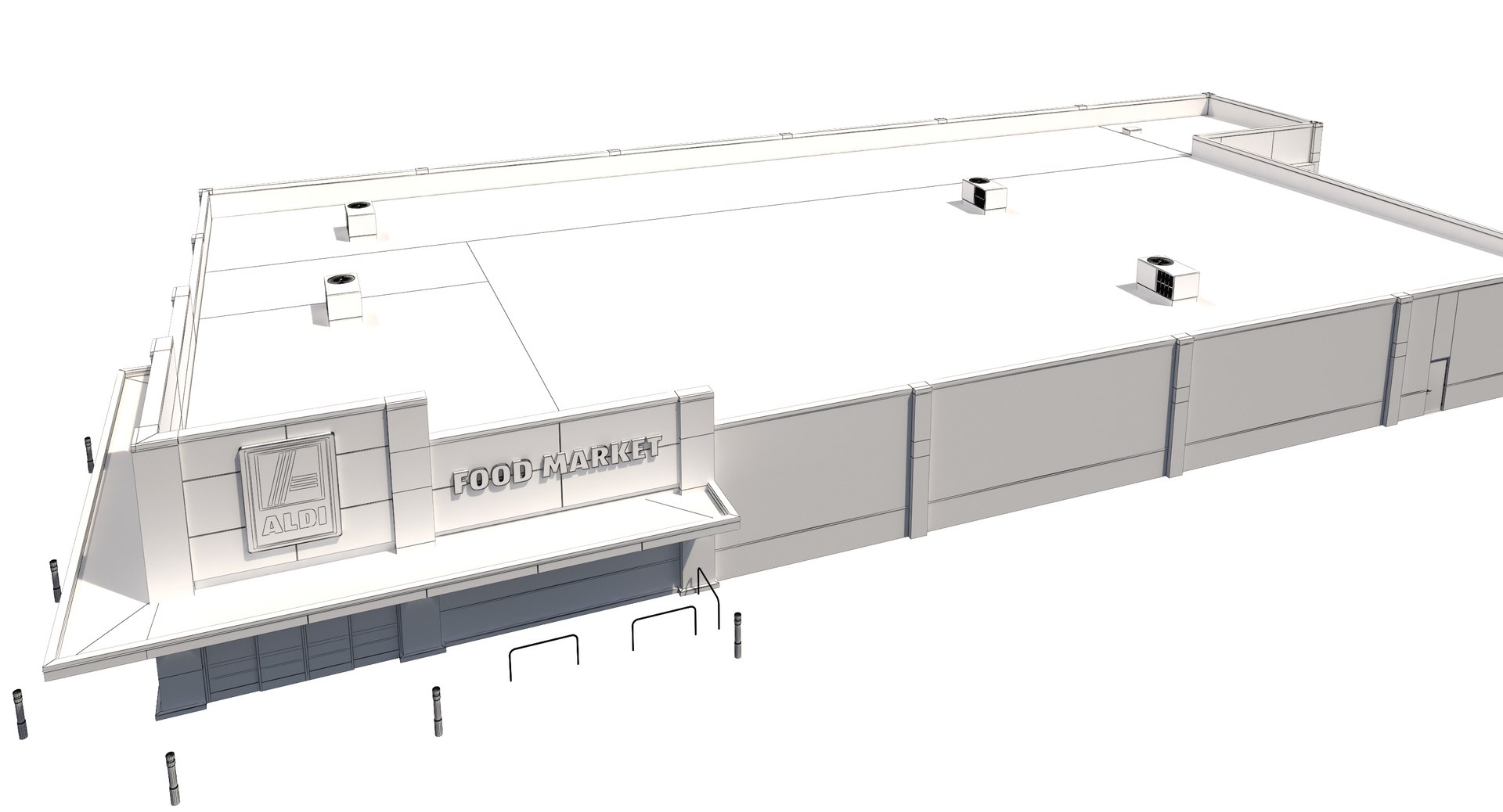 Exterior Retail Aldi Grocery Store 3D - TurboSquid 1253507