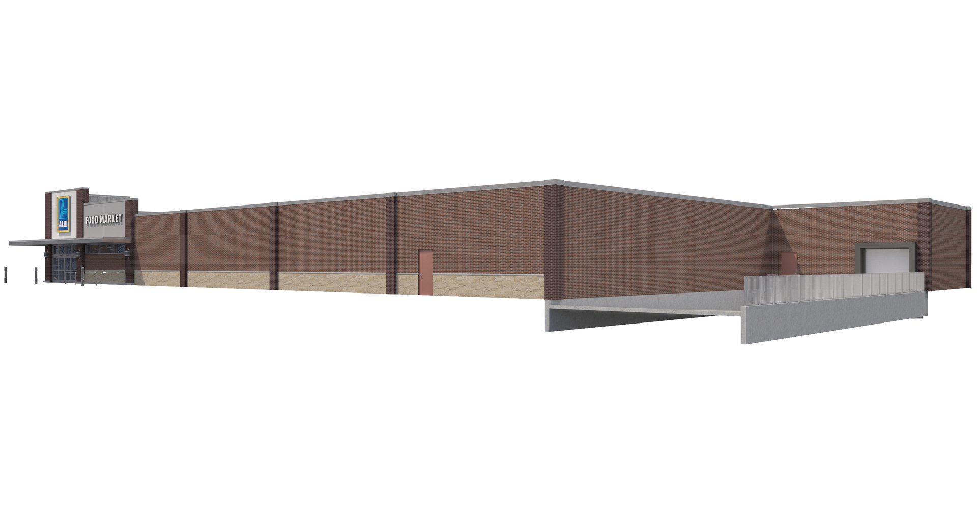 Exterior Retail Aldi Grocery Store 3D - TurboSquid 1253507