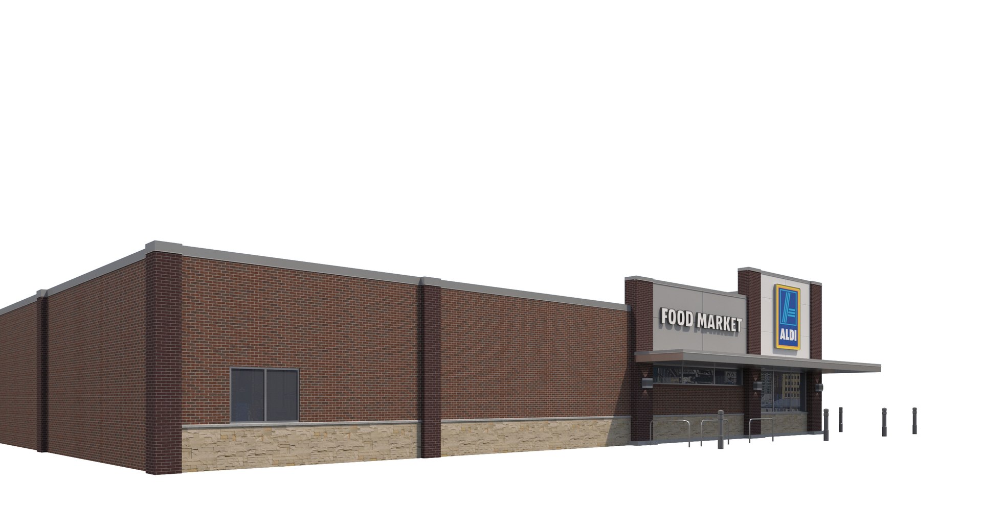 Exterior Retail Aldi Grocery Store 3D - TurboSquid 1253507