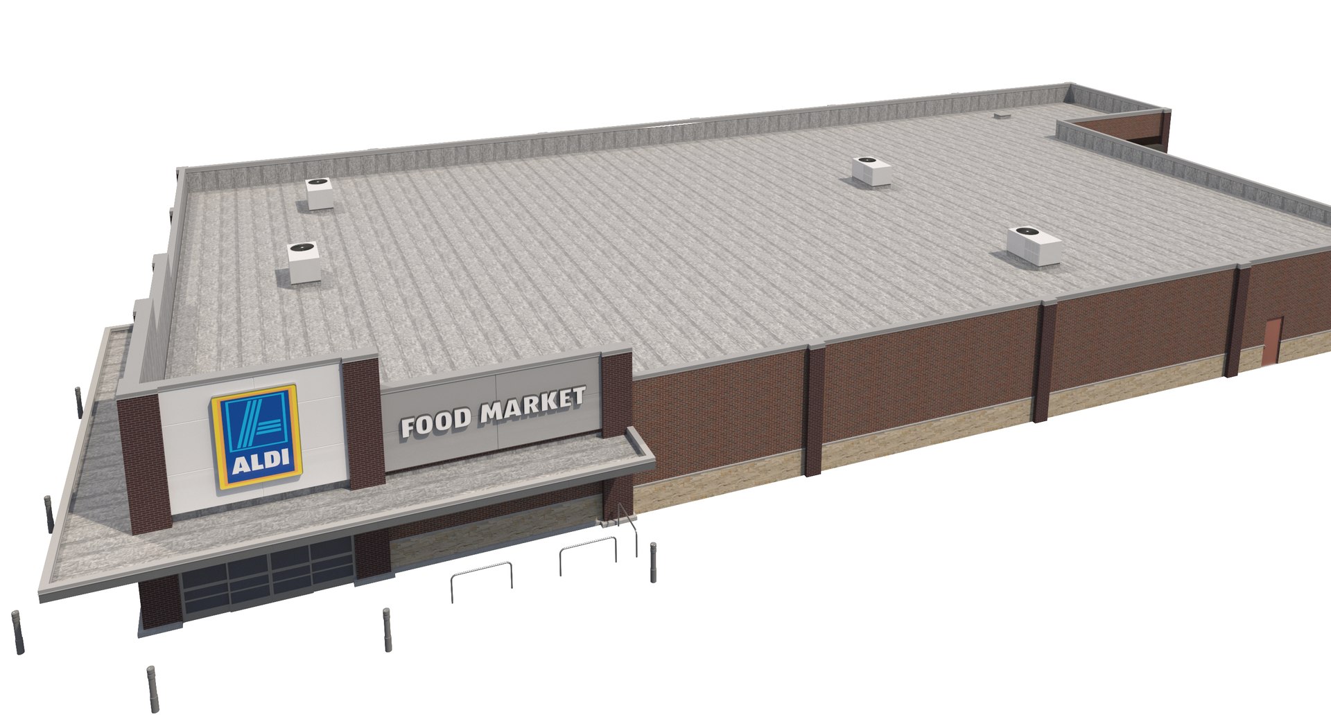 Exterior Retail Aldi Grocery Store 3D - TurboSquid 1253507