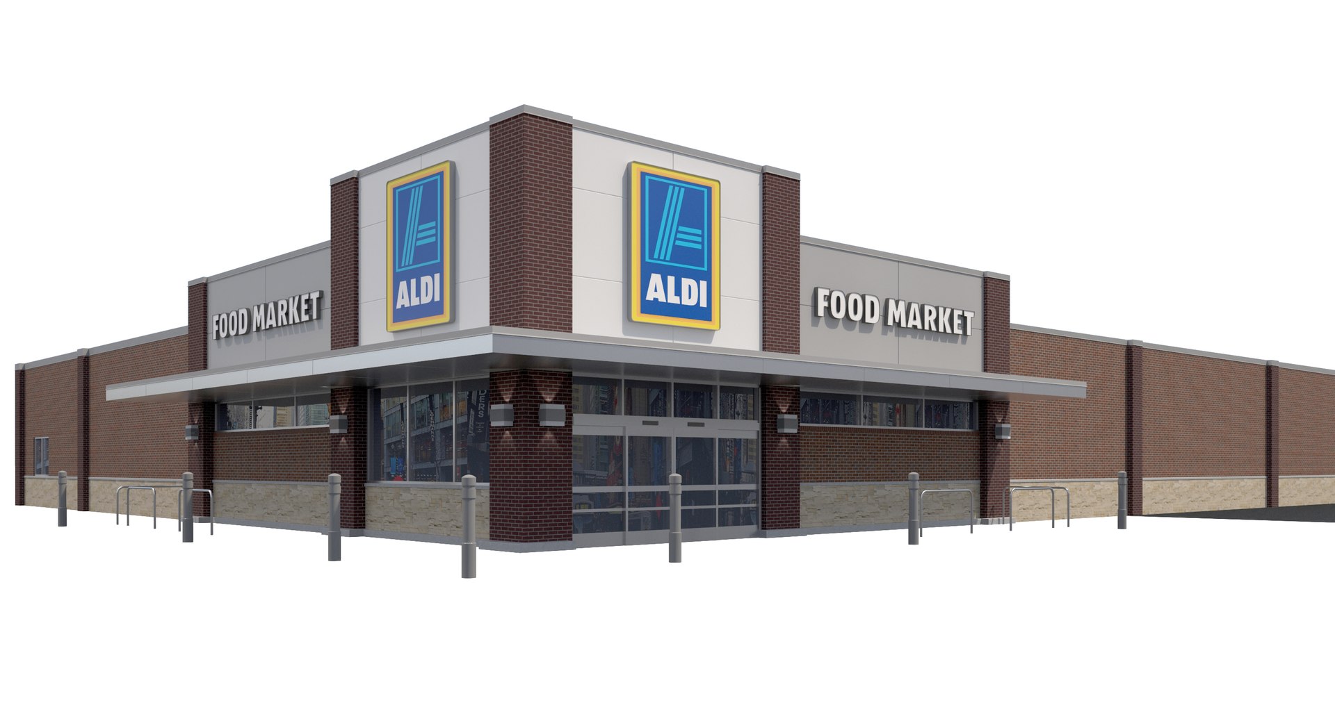 Exterior Retail Aldi Grocery Store 3D - TurboSquid 1253507