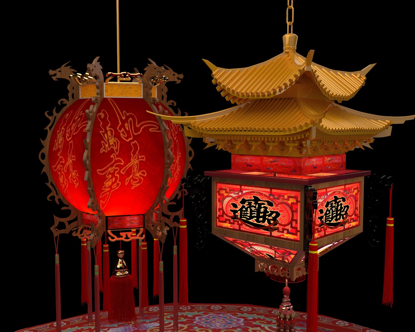 3D Model Chinese Red Lantern - TurboSquid 2220783