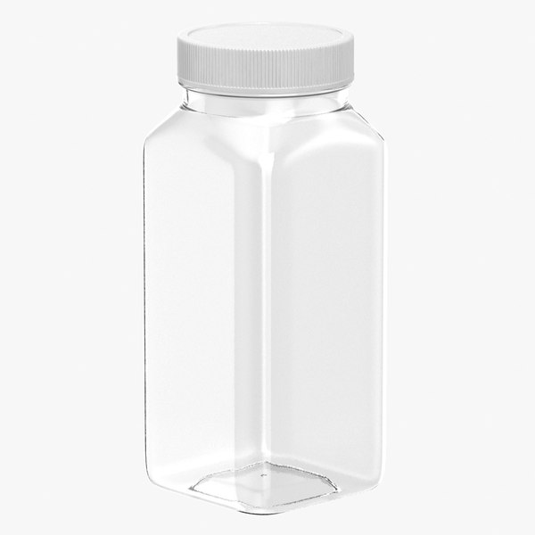 Plastic square bottle 8oz 3D model - TurboSquid 1656117