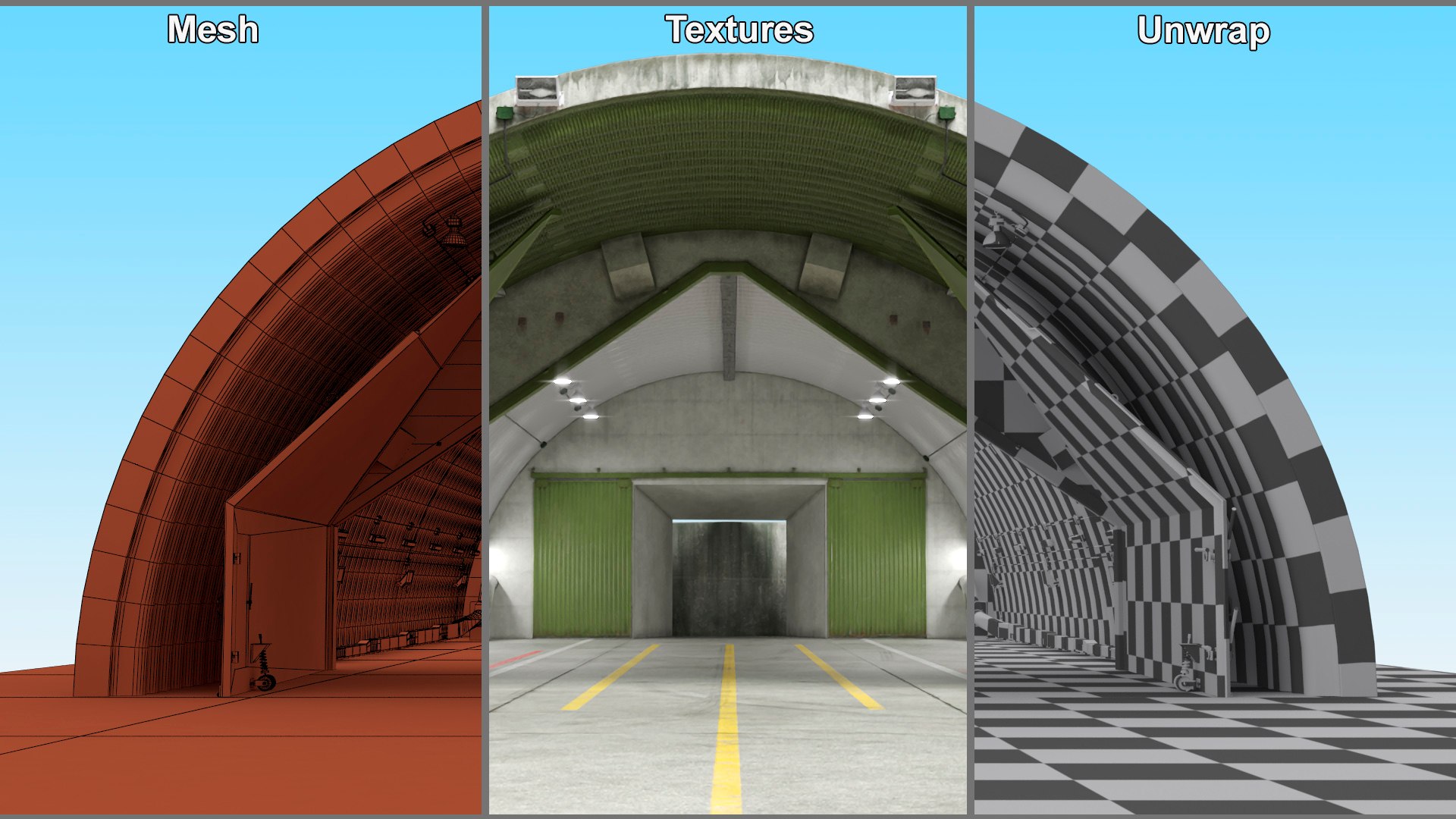 Hardened Aircraft Shelter Open 3D Model - TurboSquid 2342557