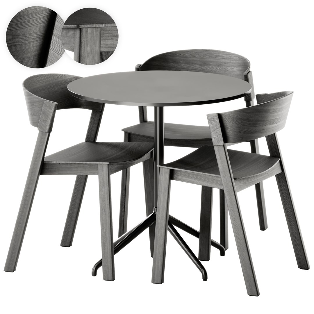 Cover Side Chair And Still Cafe Table Round By Muuto 3D Model ...