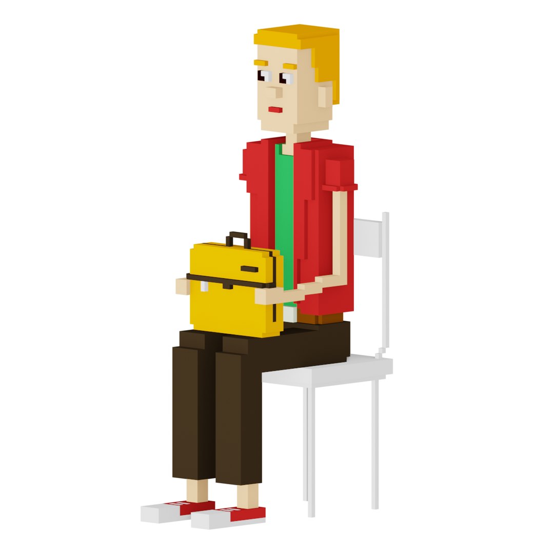 3D model Sitting man 8 bit low poly - TurboSquid 1823111