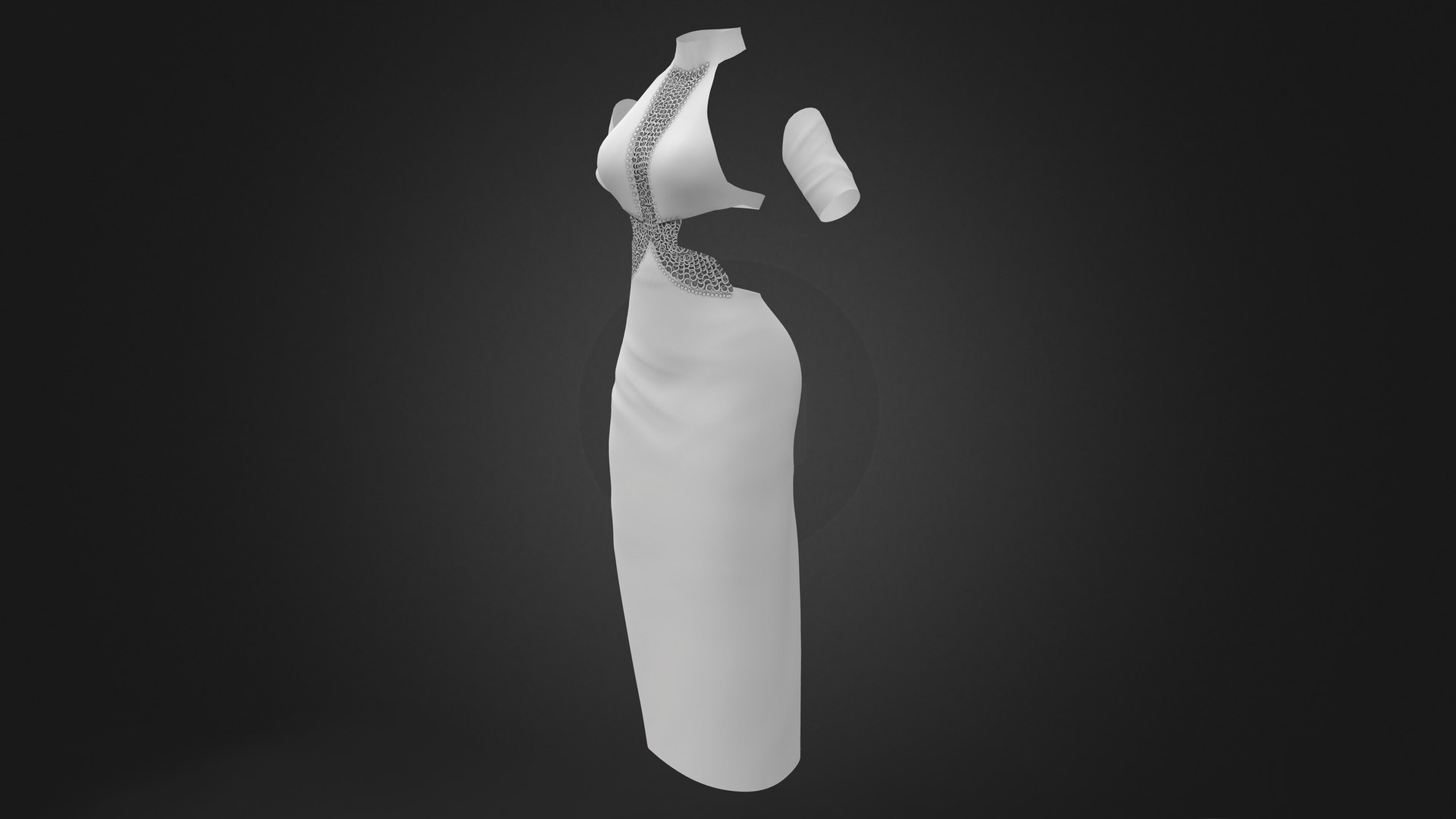 Leather Skirt Dress With Chain Detail And Arm Bands 3D model ...