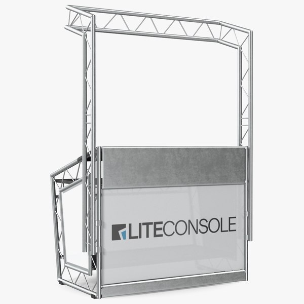 Lite Console Silver Mobile DJ Stand Booth Desk3Dモデル - TurboSquid 2031825