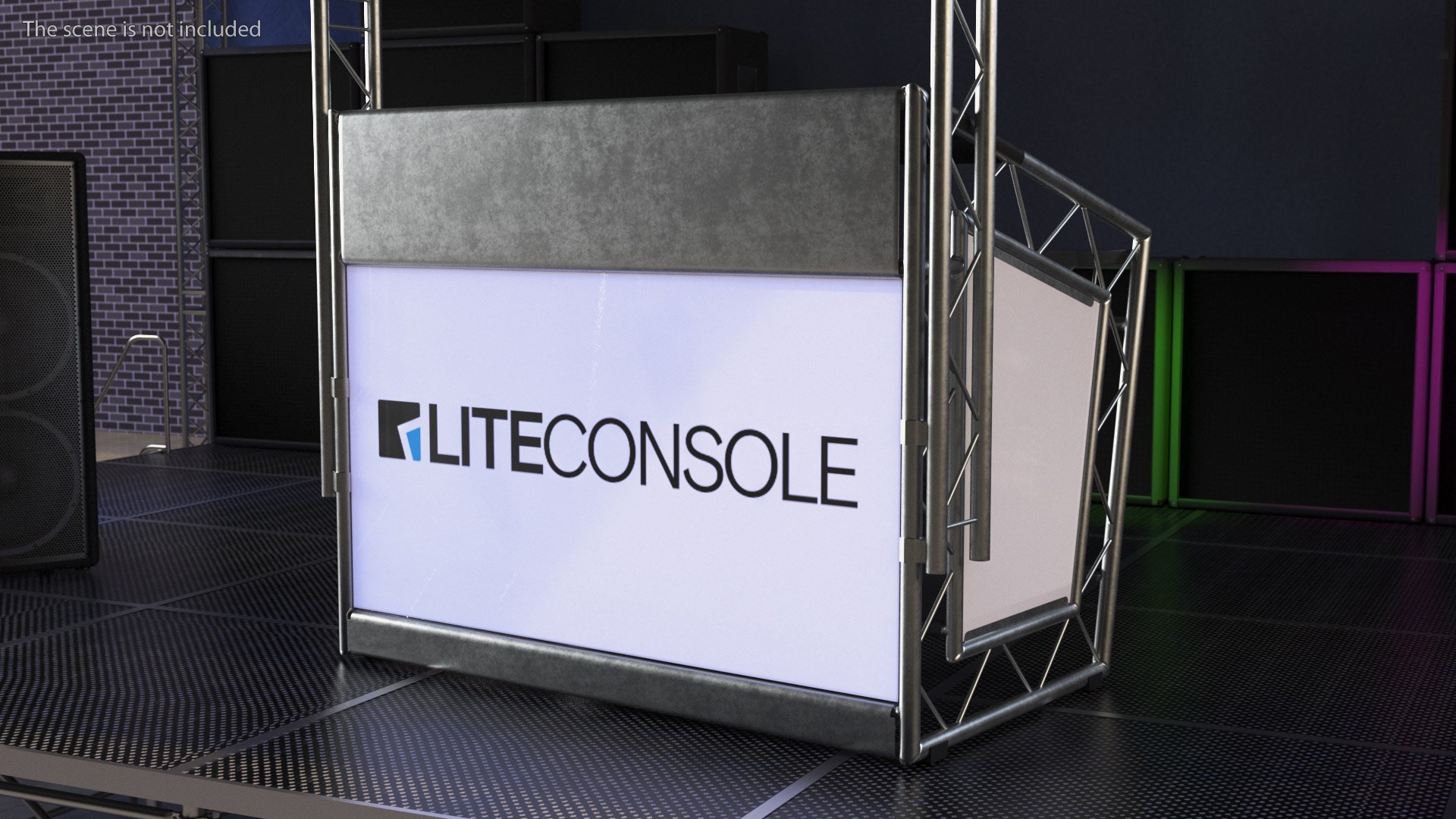 3D Lite Console Silver Mobile DJ Stand Booth Desk - TurboSquid 2031825