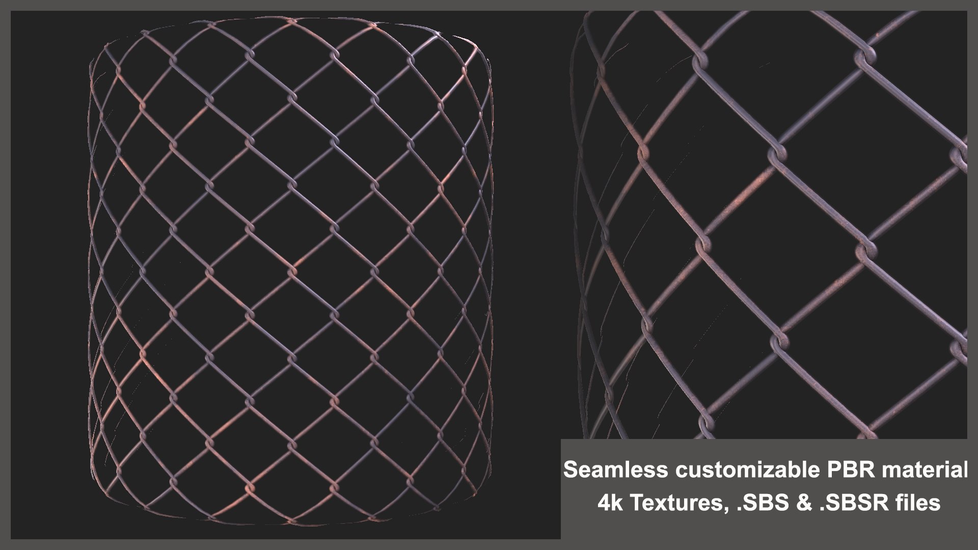 3D Model Seamless Rusted Fence Net Customizable PBR Material Textures ...